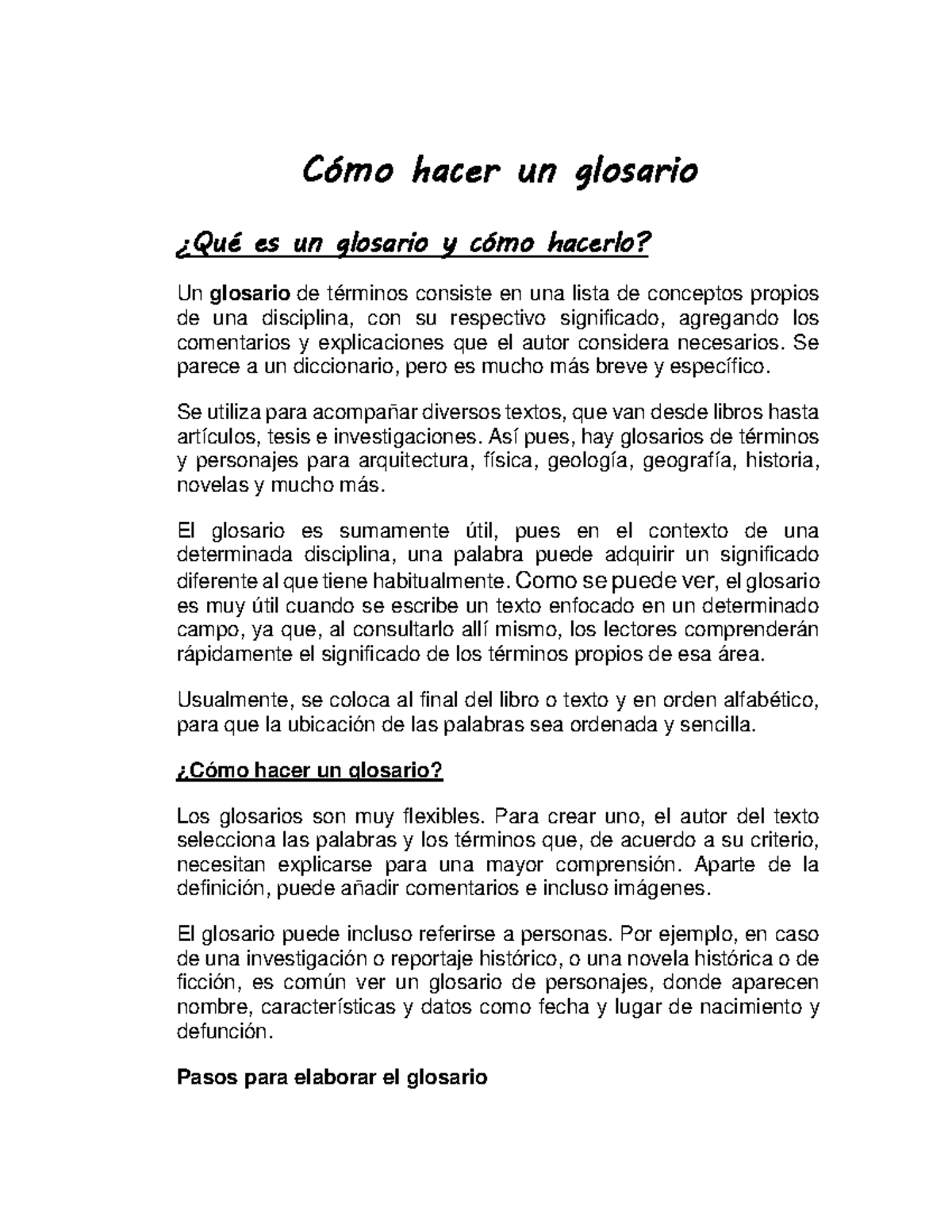 Cómo crear un glosario: Guía práctica y pasos esenciales - Studocu