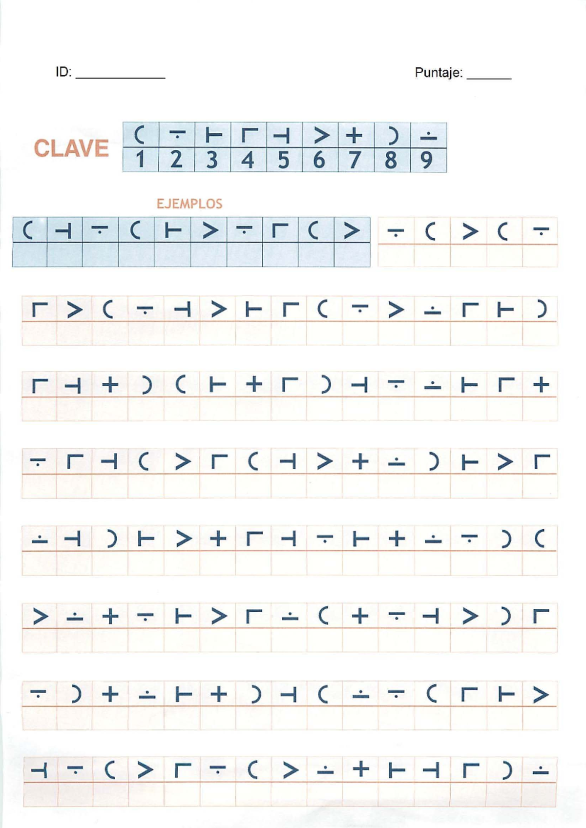 Registro del Test de Símbolos y Dígitos (SDMT) - Instrucciones y ...
