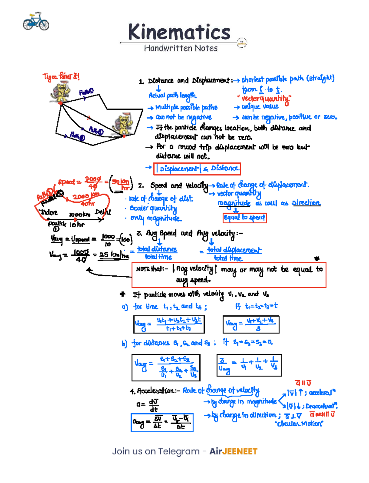 Kinematics 1D Handwritten Notes - Distance, Displacement & Motion - Studocu