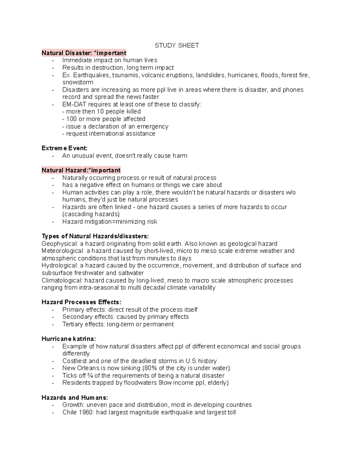 Geology Midterm Study Notes: Natural Hazards & Plate Tectonics - Studocu