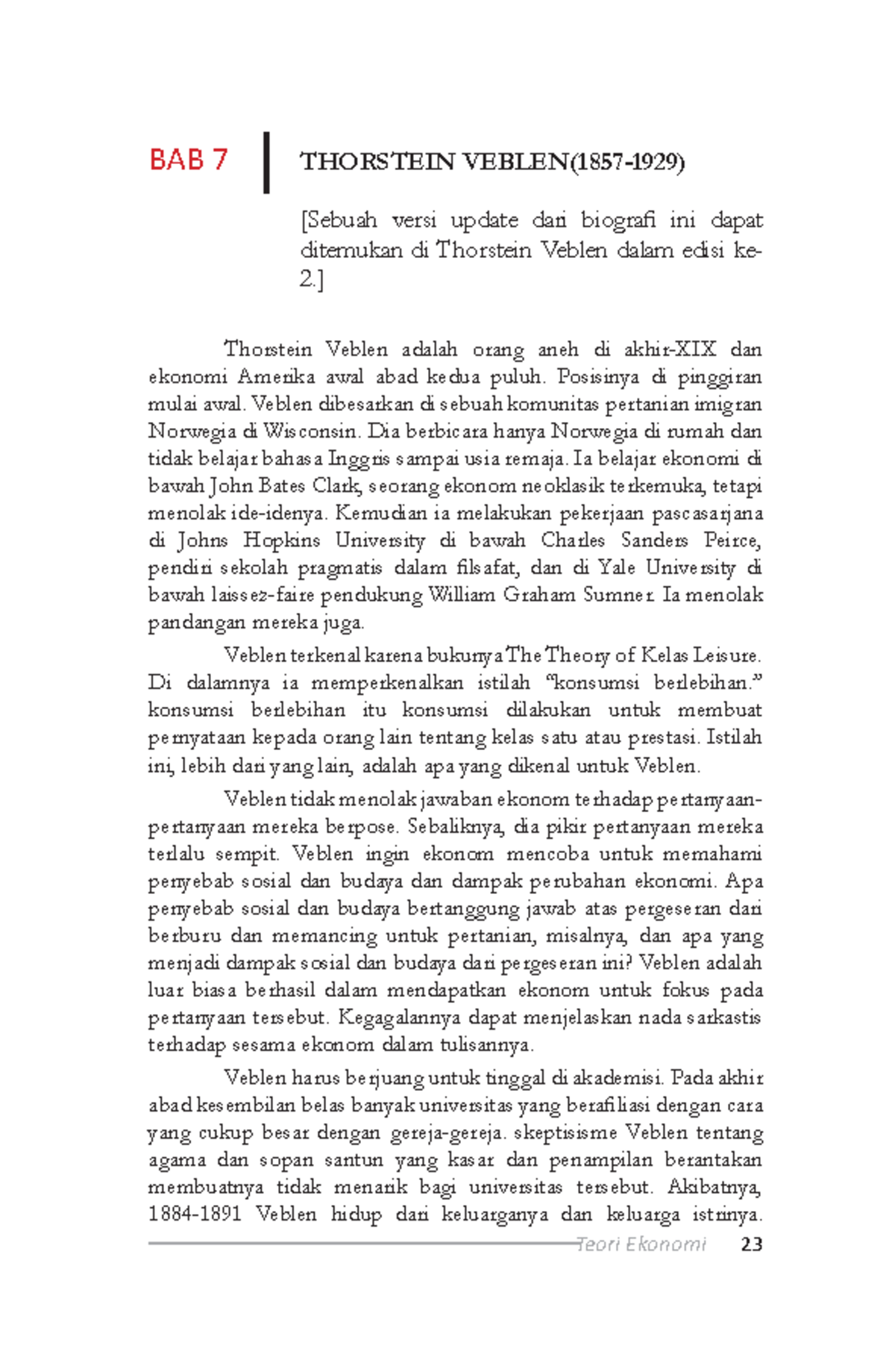 Teori Ekonomi: Analisis Thorstein Veblen dan Marx dalam Buku 8 - Studocu