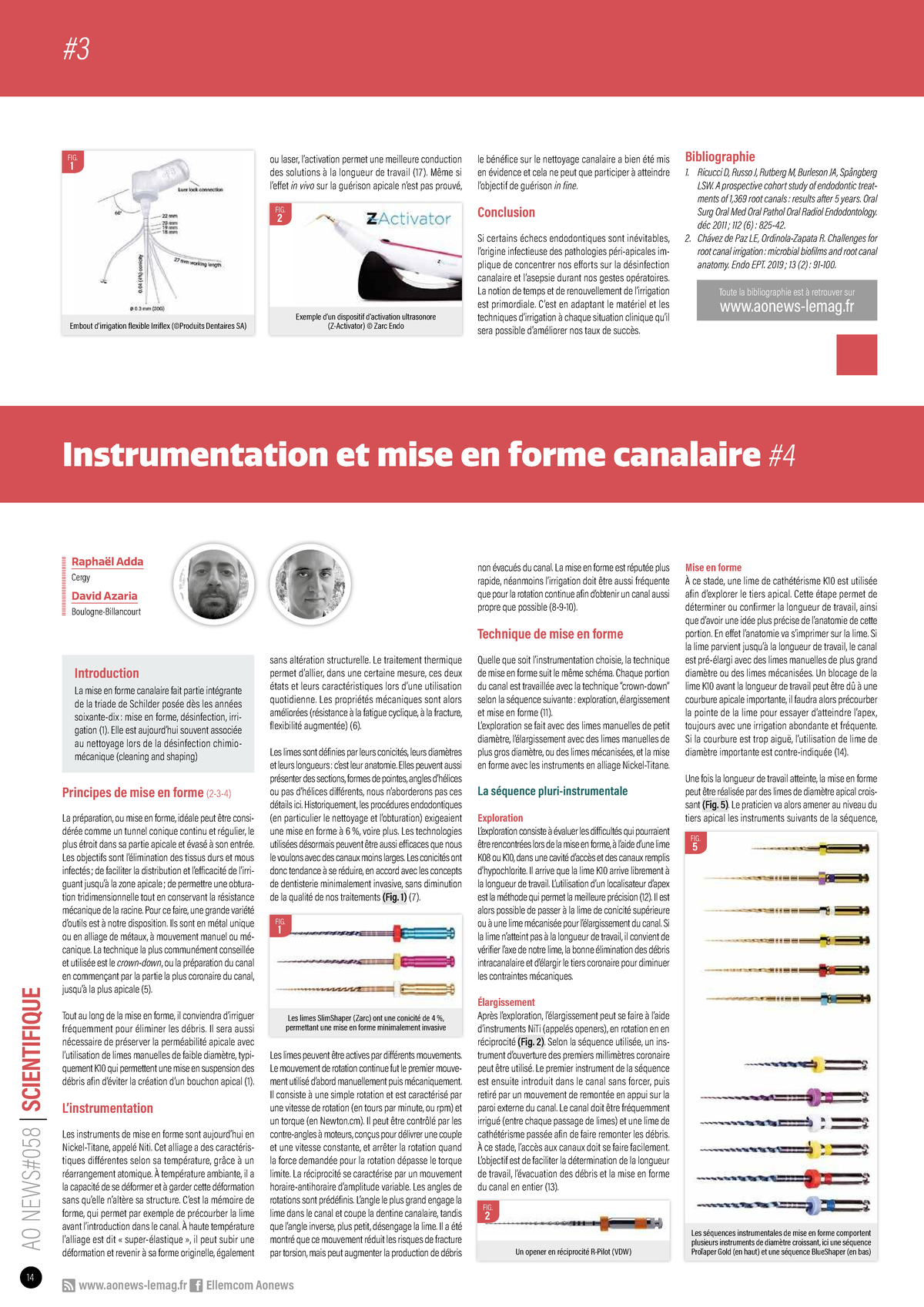 Instrumentation et Mise en Forme Canalaire AO 58: Techniques et ...