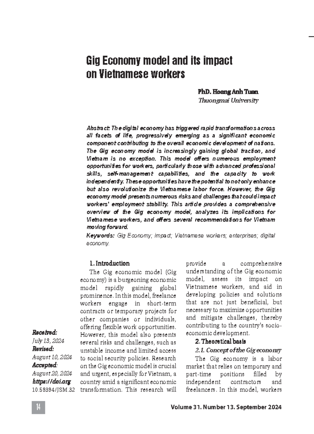 Impact of the Gig Economy on Vietnamese Workers: A Comprehensive Study ...