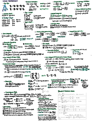 Summary Chapter 4 - Summary of Ch 4 We study (1) Line integrals of vector fields Let C : r t ...
