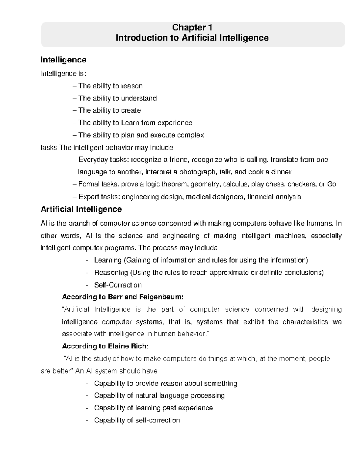 Unit 1 AI V - Chapter 1: Introduction to Artificial Intelligence Notes ...