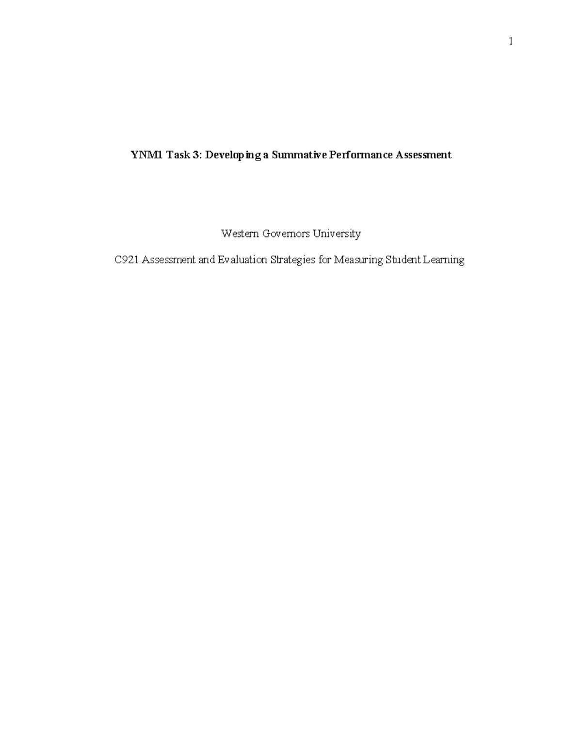 YNM1 Task 3: Summative Performance Assessment Strategies Analysis - Studocu