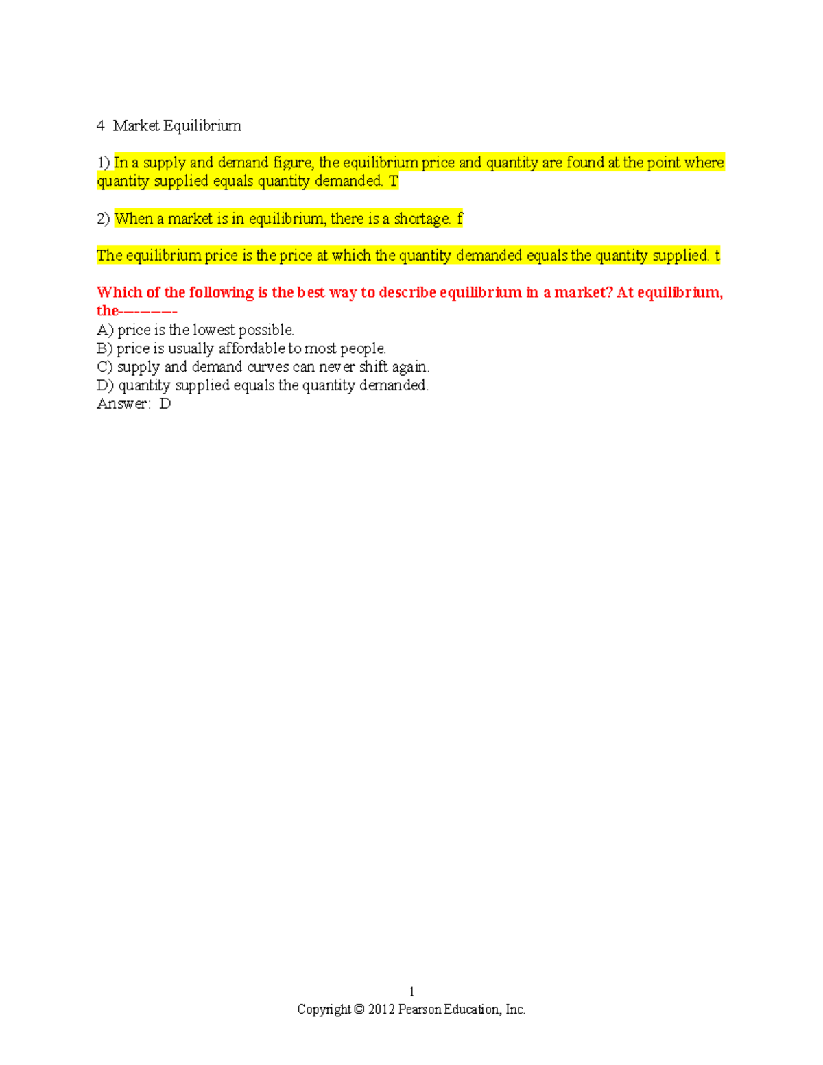 Chapter 3 - Market Equilibrium Questions and Answers - Studocu