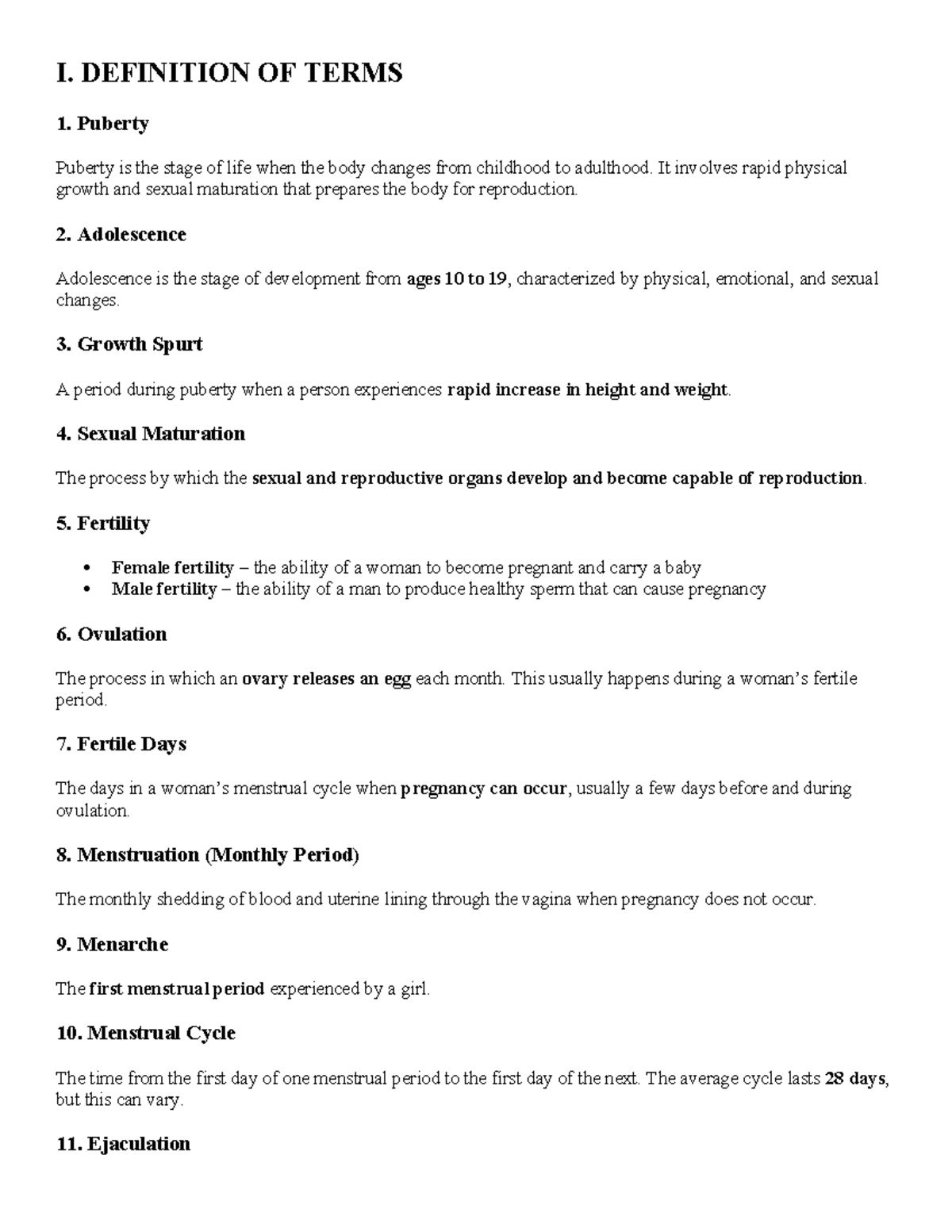 Pop Dev Reviewer: Key Terms and Concepts in Puberty and Adolescence ...