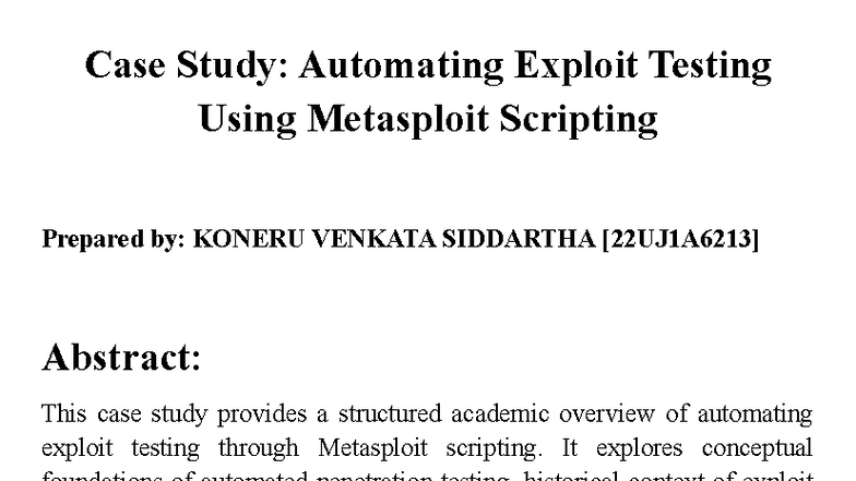 Case Study: Automating Exploit Testing with Metasploit Scripting - Studocu