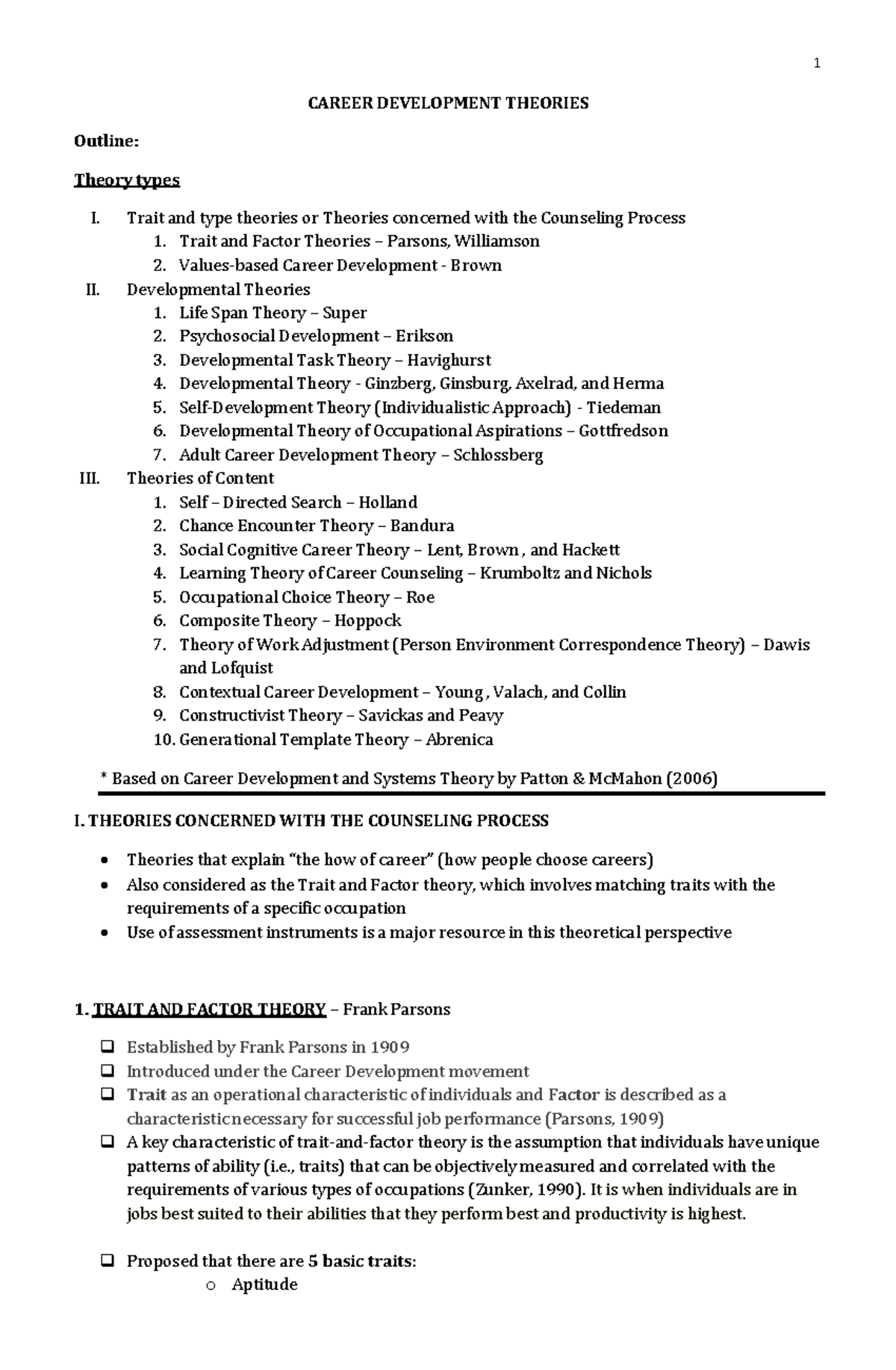 Career Development Theories Overview: Major Concepts & Frameworks - Studocu