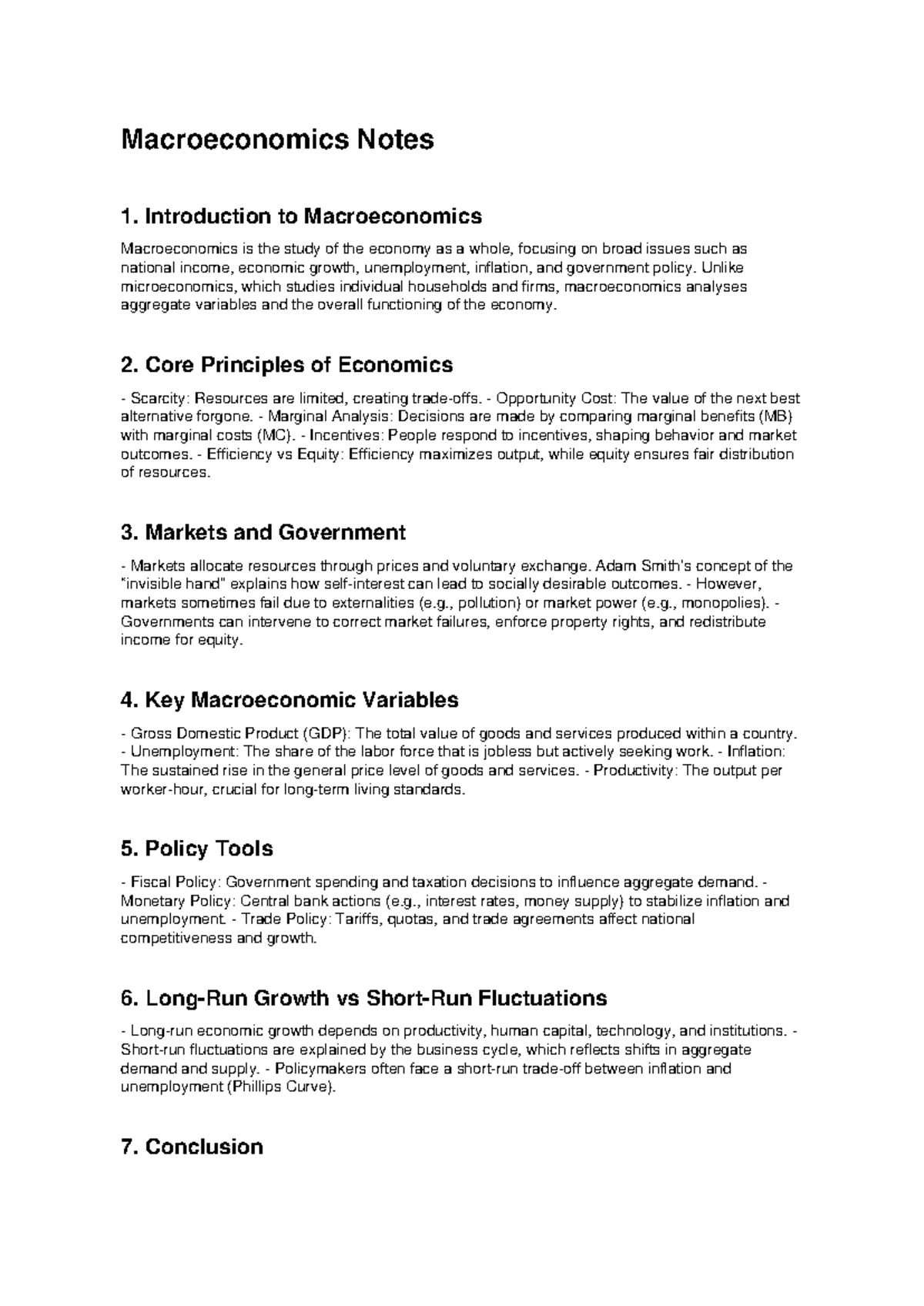 Macroeconomics Notes: Key Concepts and Principles Overview - Studocu