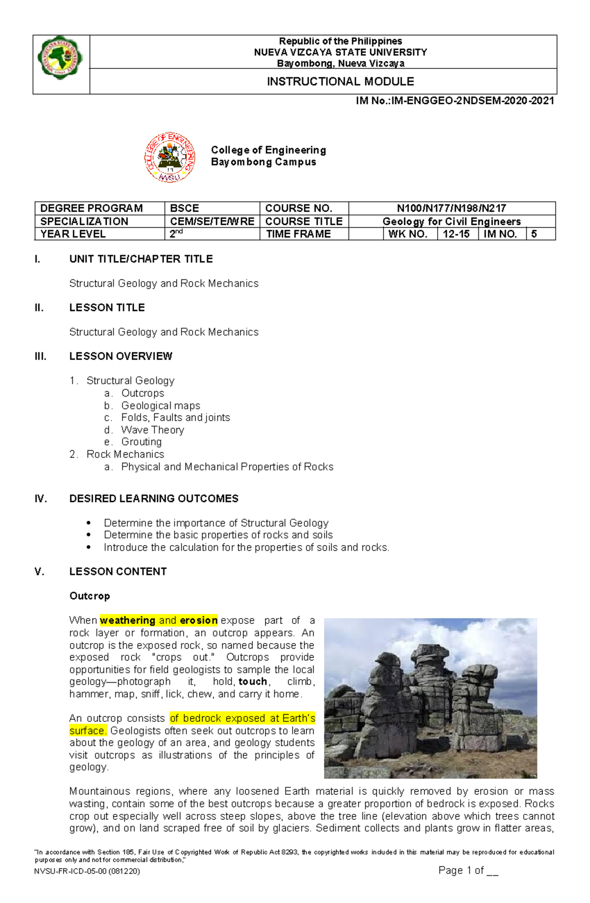Module 5: Structural Geology and Rock Mechanics (BSCE 2nd Year) - Studocu
