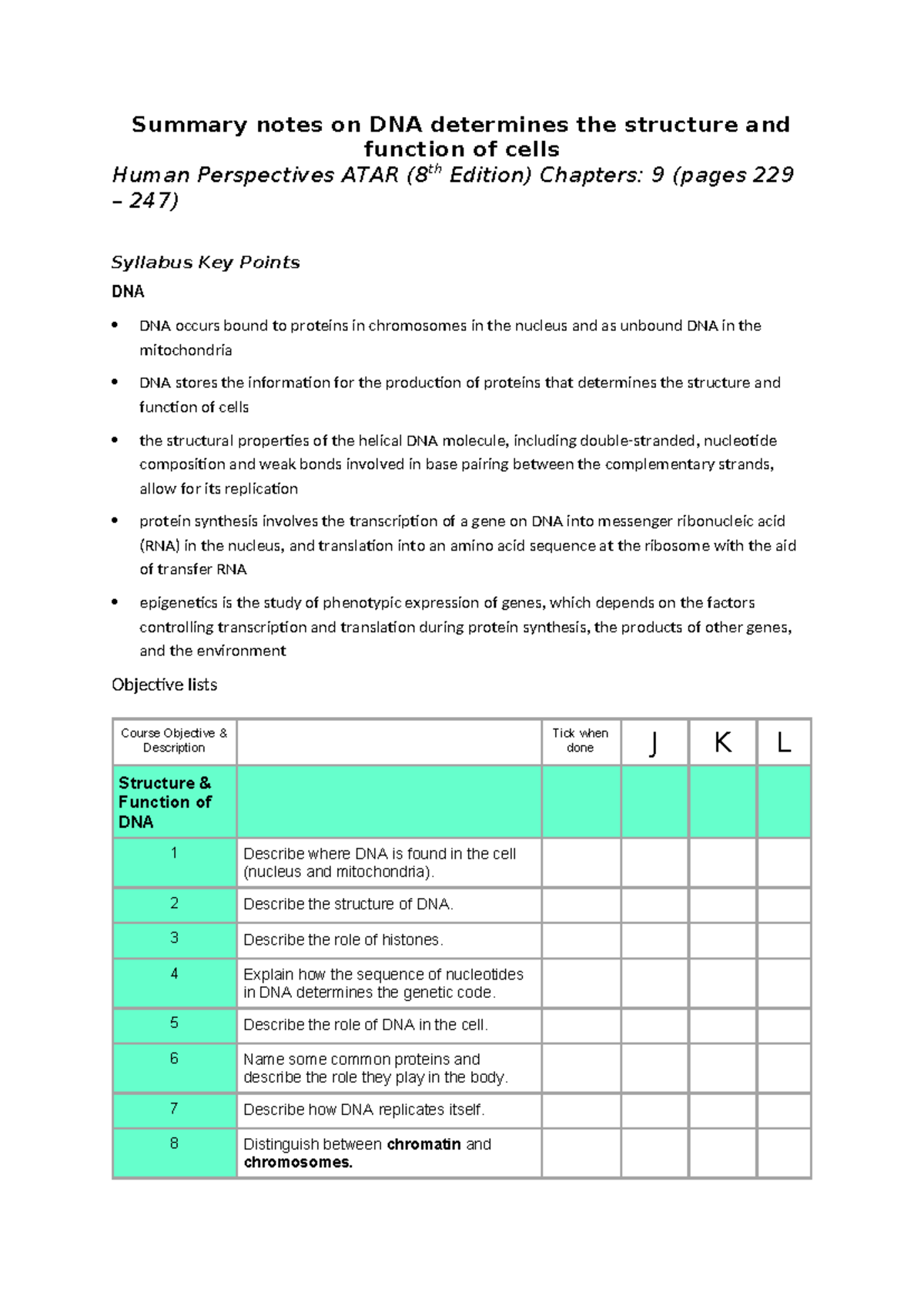UNIT 2 DNA & RNA - Comprehensive Study Notes on Structure & Function ...