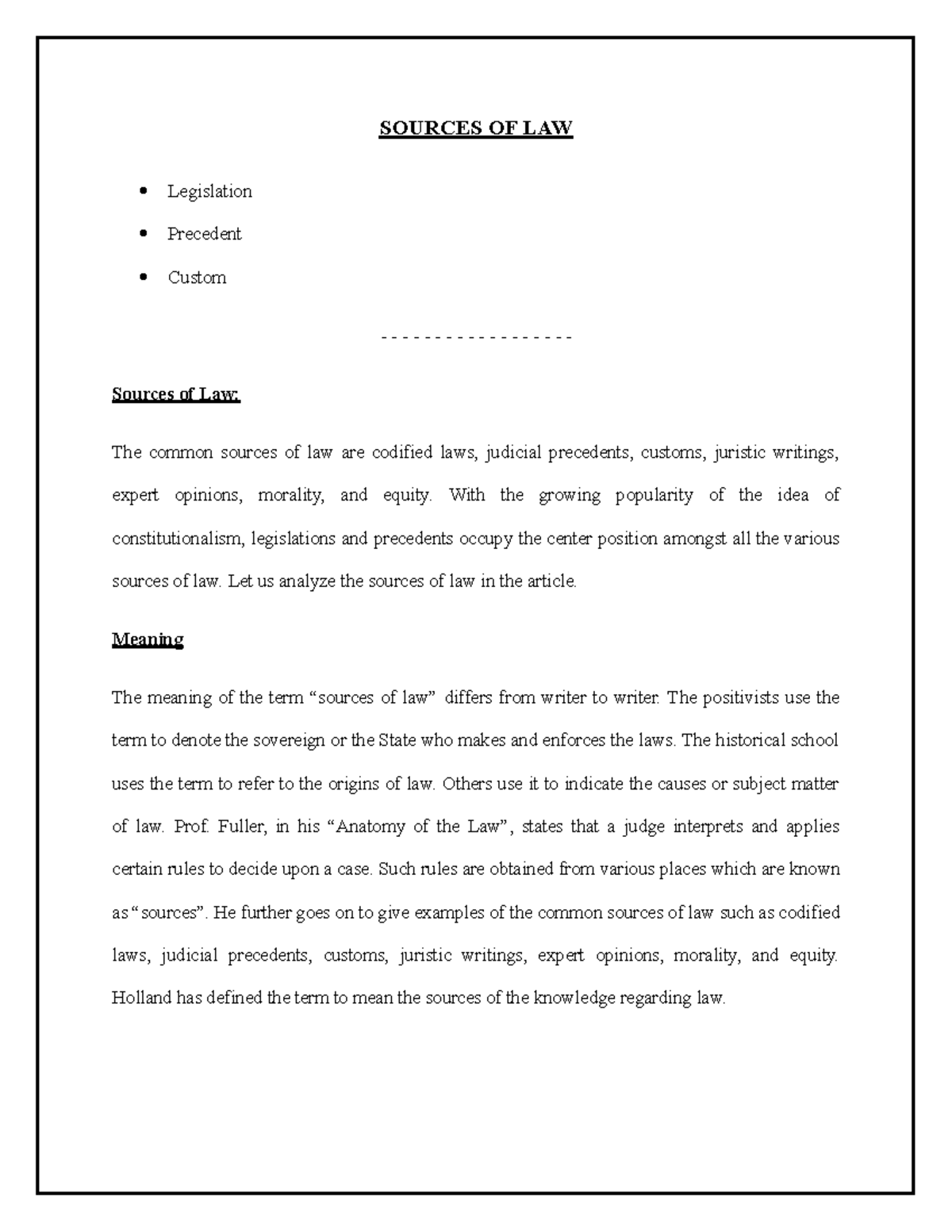 NI Unit 3 - Understanding the Sources of Law: A Comprehensive Guide ...