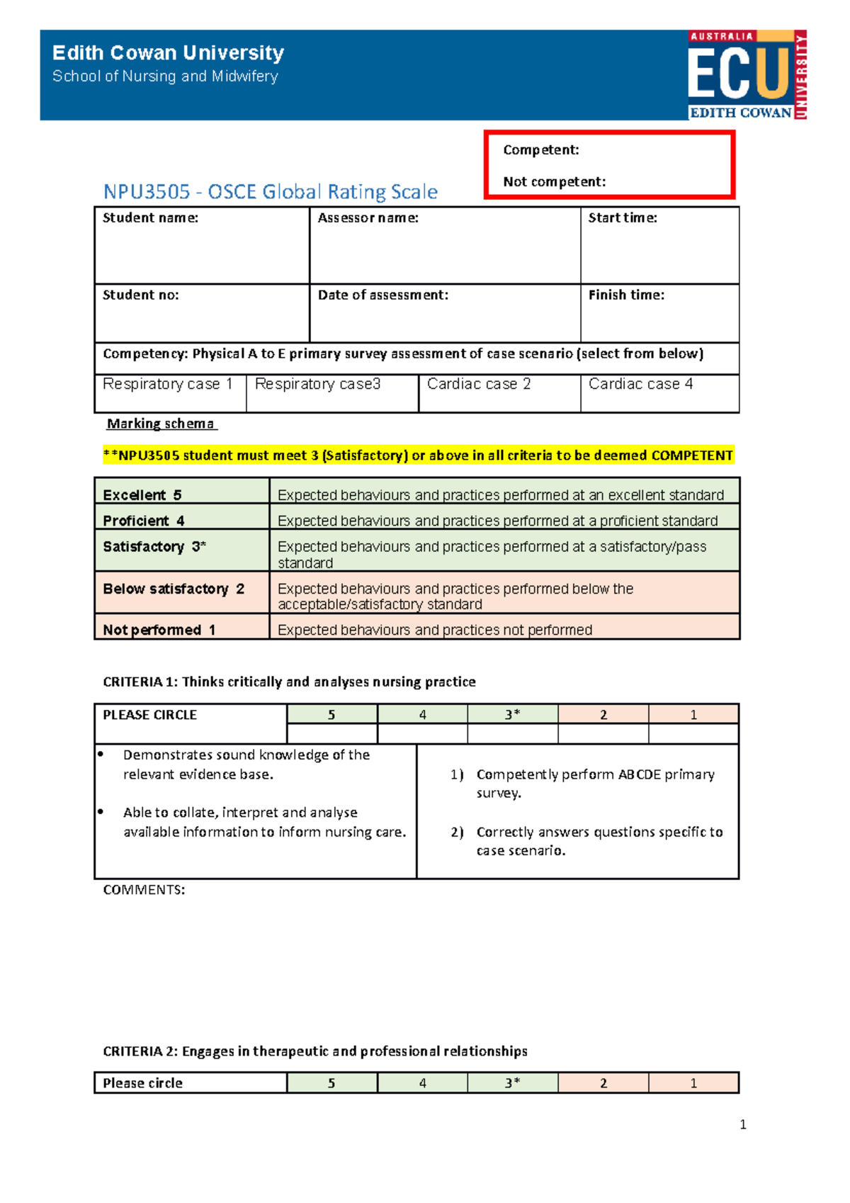 OSCE Global Rating Scale (GRS) - Practice for The OSCE Assessment ...