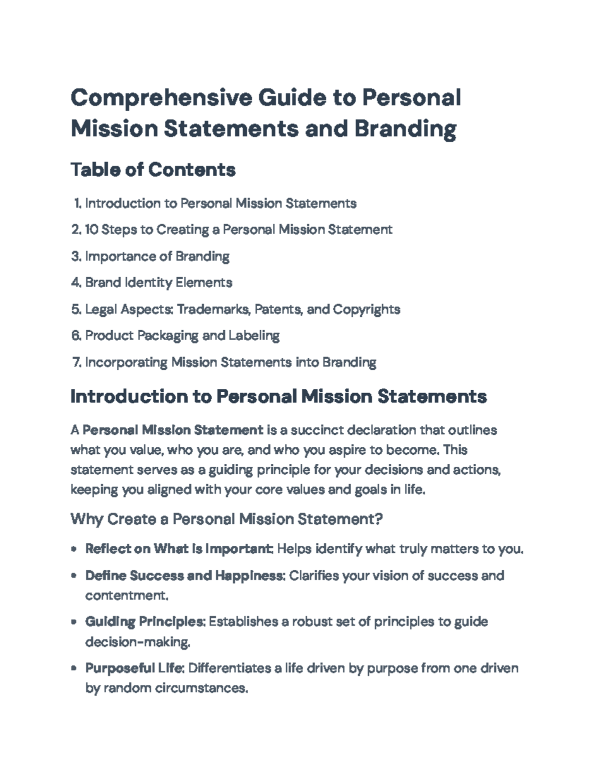 Creating Personal Mission Statements and Effective Branding Strategies ...