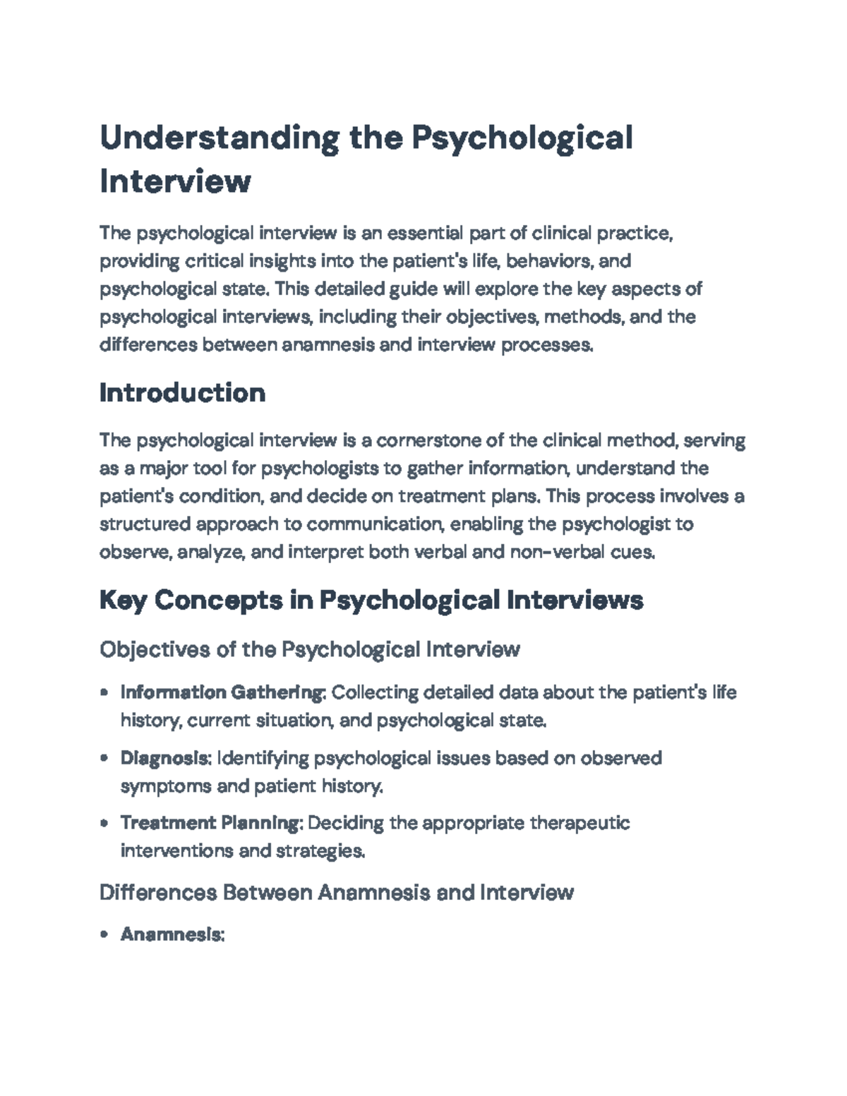 Psychological Interview Techniques and Case Study Analysis ...
