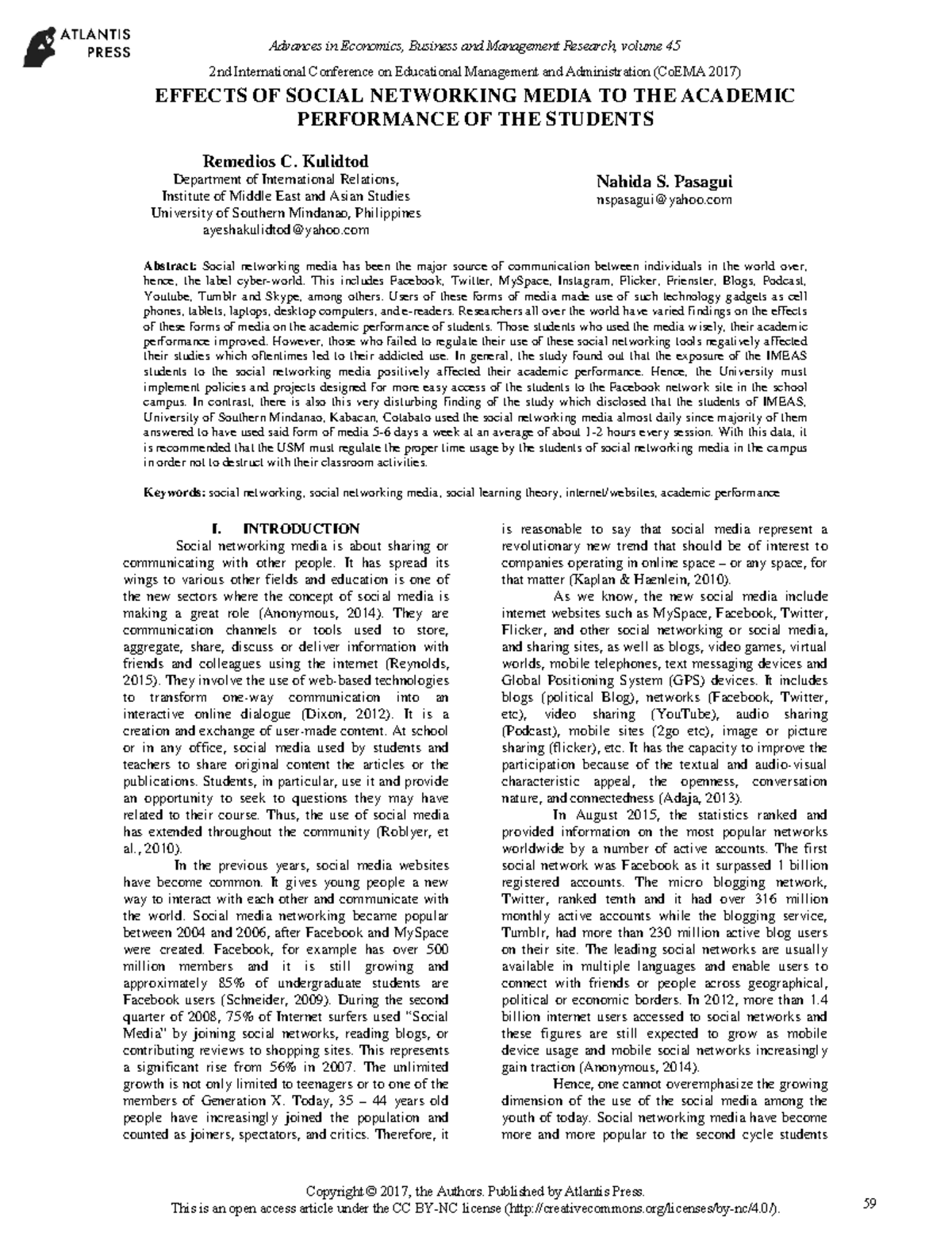 Effects OF Social Networking Media TO TH - EFFECTS OF SOCIAL NETWORKING ...