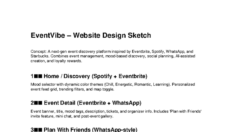 Event Vibe Design Sketch: Concept for Event Discovery Platform - Studocu