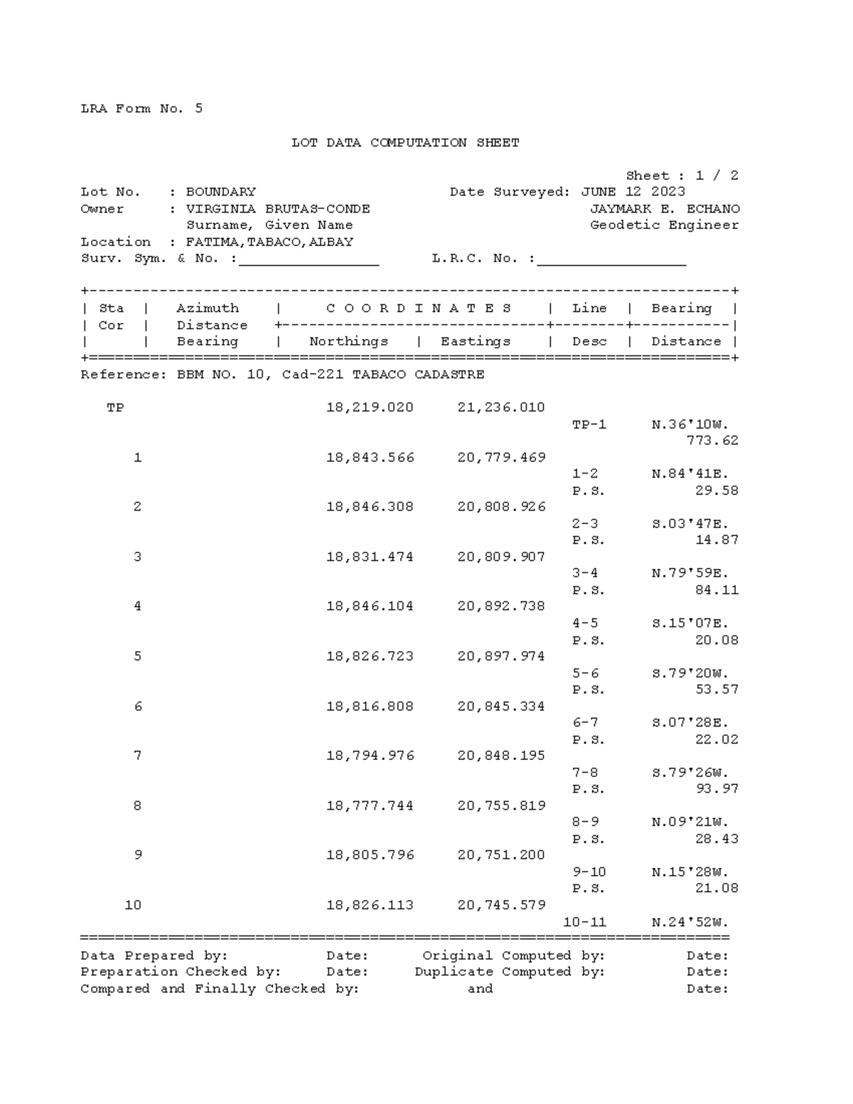 LOT 36 Comprehensive Data Computation Sheet Summary - Studocu