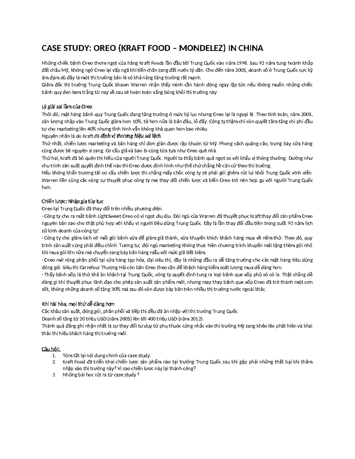 CASE Study - OREO - Summary Digital marketing - CASE STUDY: OREO (KRAFT ...