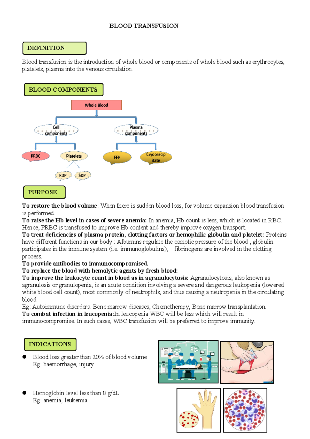 Blood Transfusion Lecture Notes - Overview and Complications - Studocu