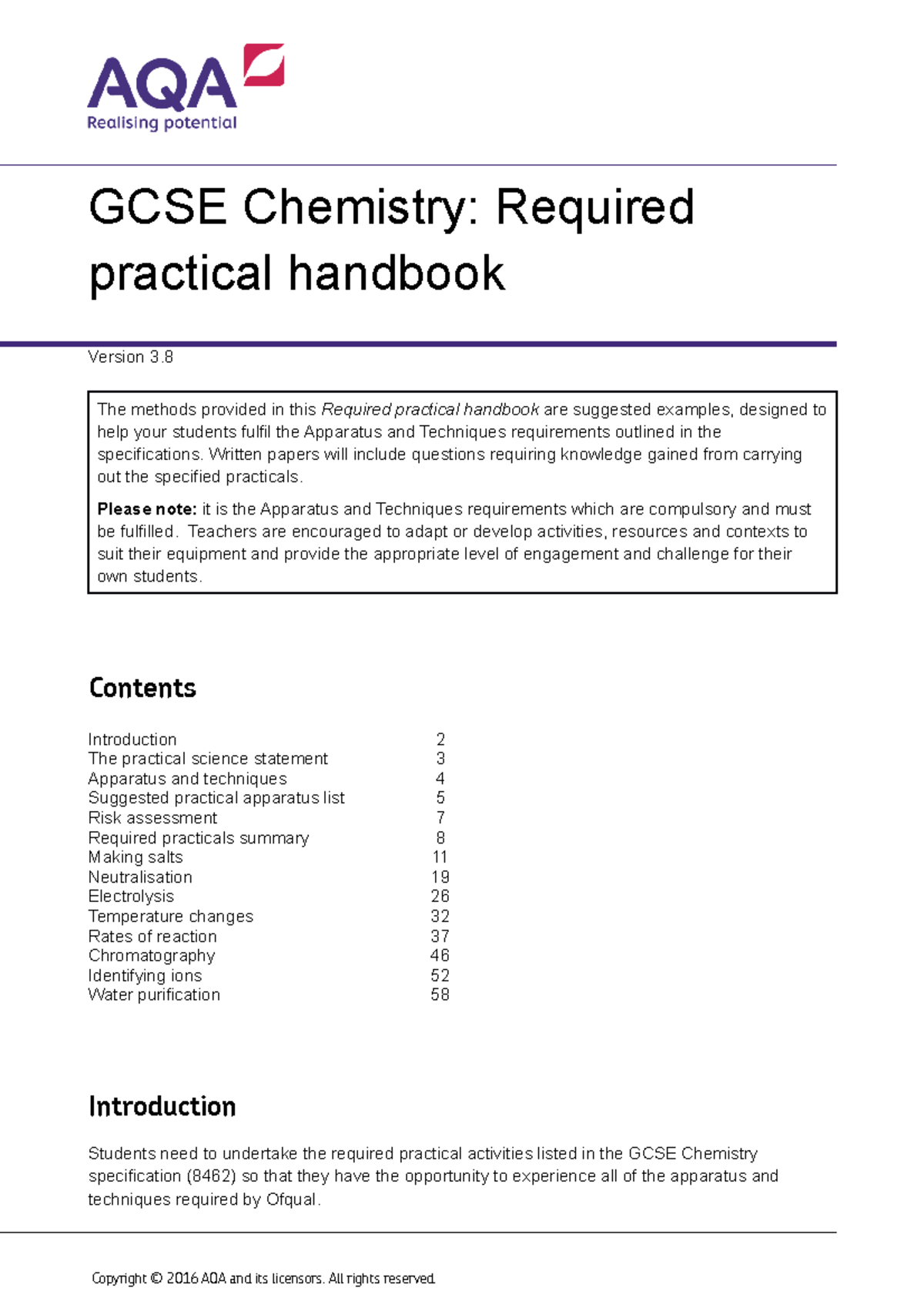 AQA GCSE Chemistry: Required Practical Handbook (Version 3) - Studocu