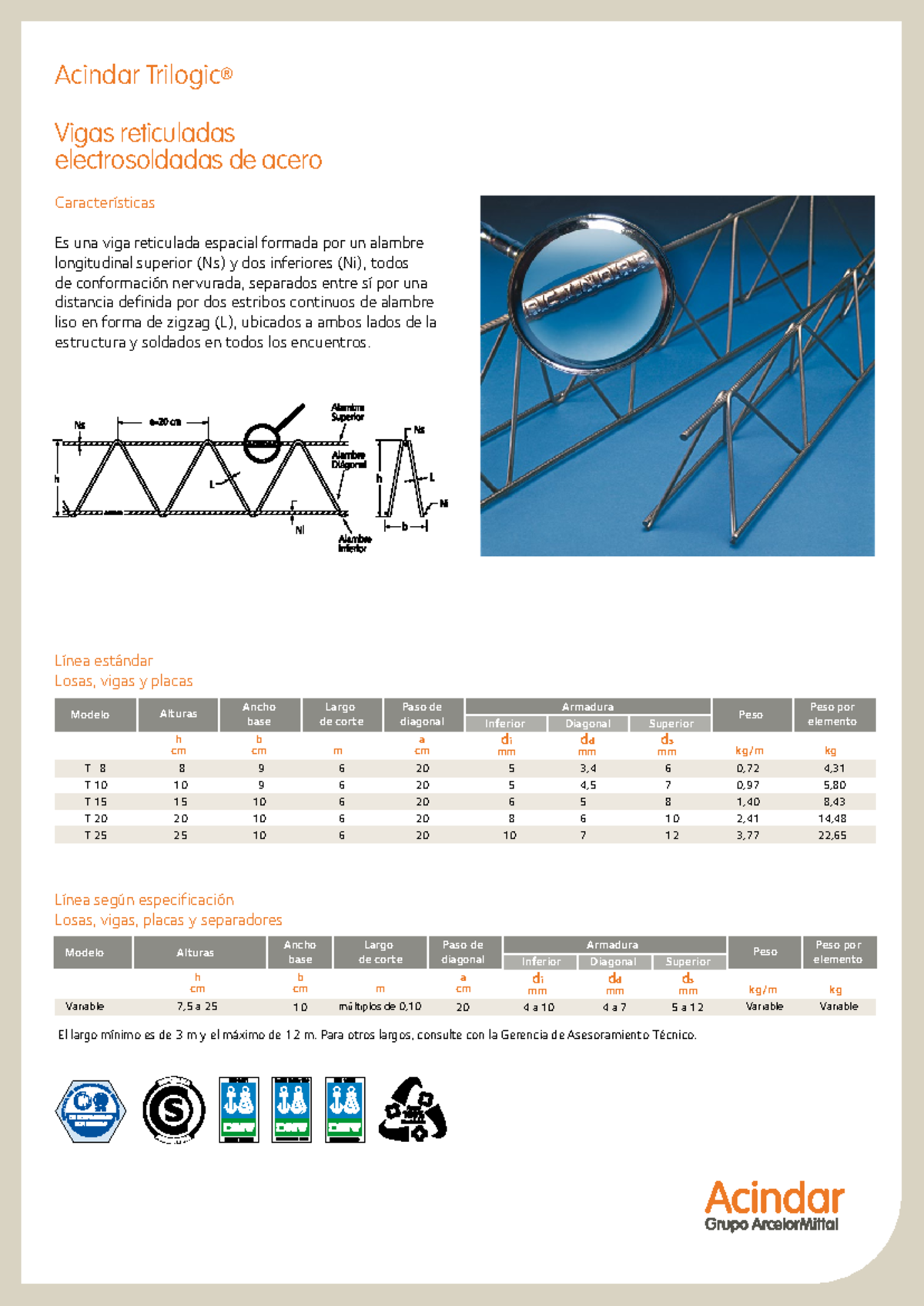 Acindar-trilogic - TABLAS DE ACERO - Vigas reticuladas electrosoldadas ...