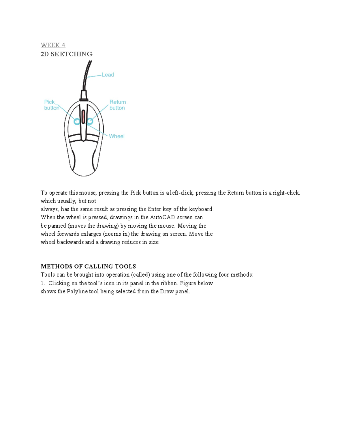 WEEK 4 2D SKETCHING TOOLS: AutoCAD Basics and Techniques - Studocu