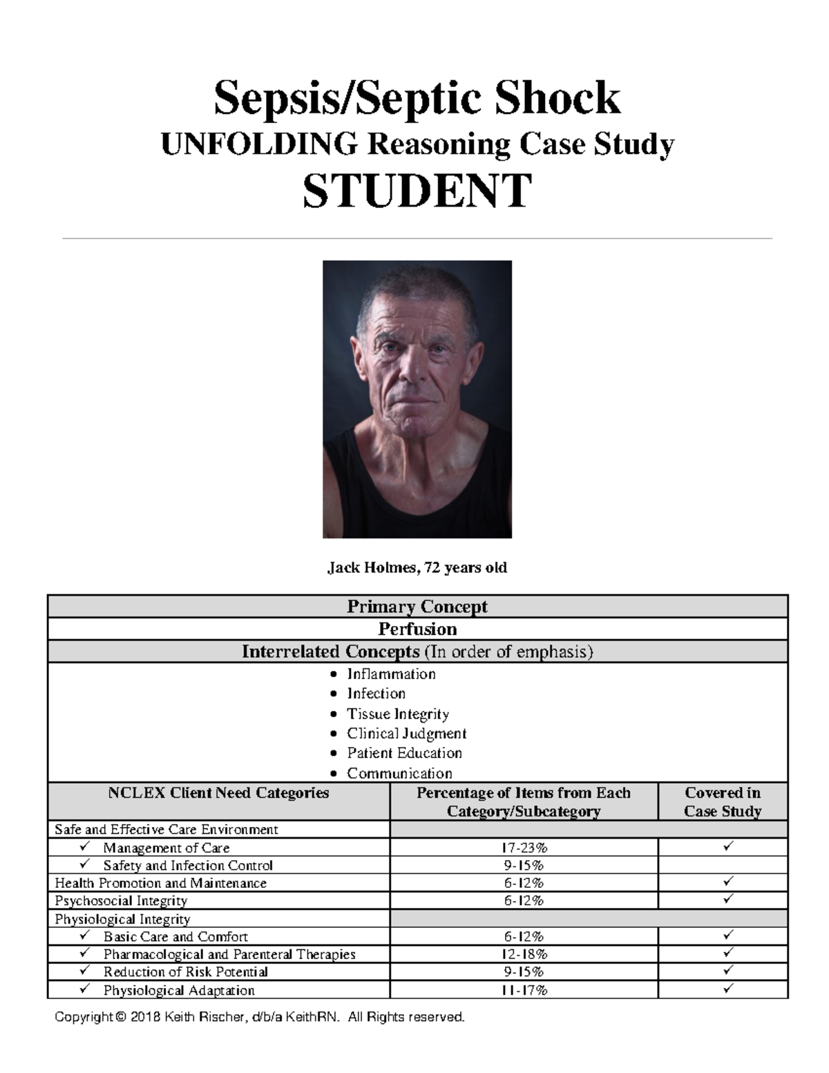 Septic Shock Case Study - Patient Jack Holmes (NCLEX Focus) - Studocu