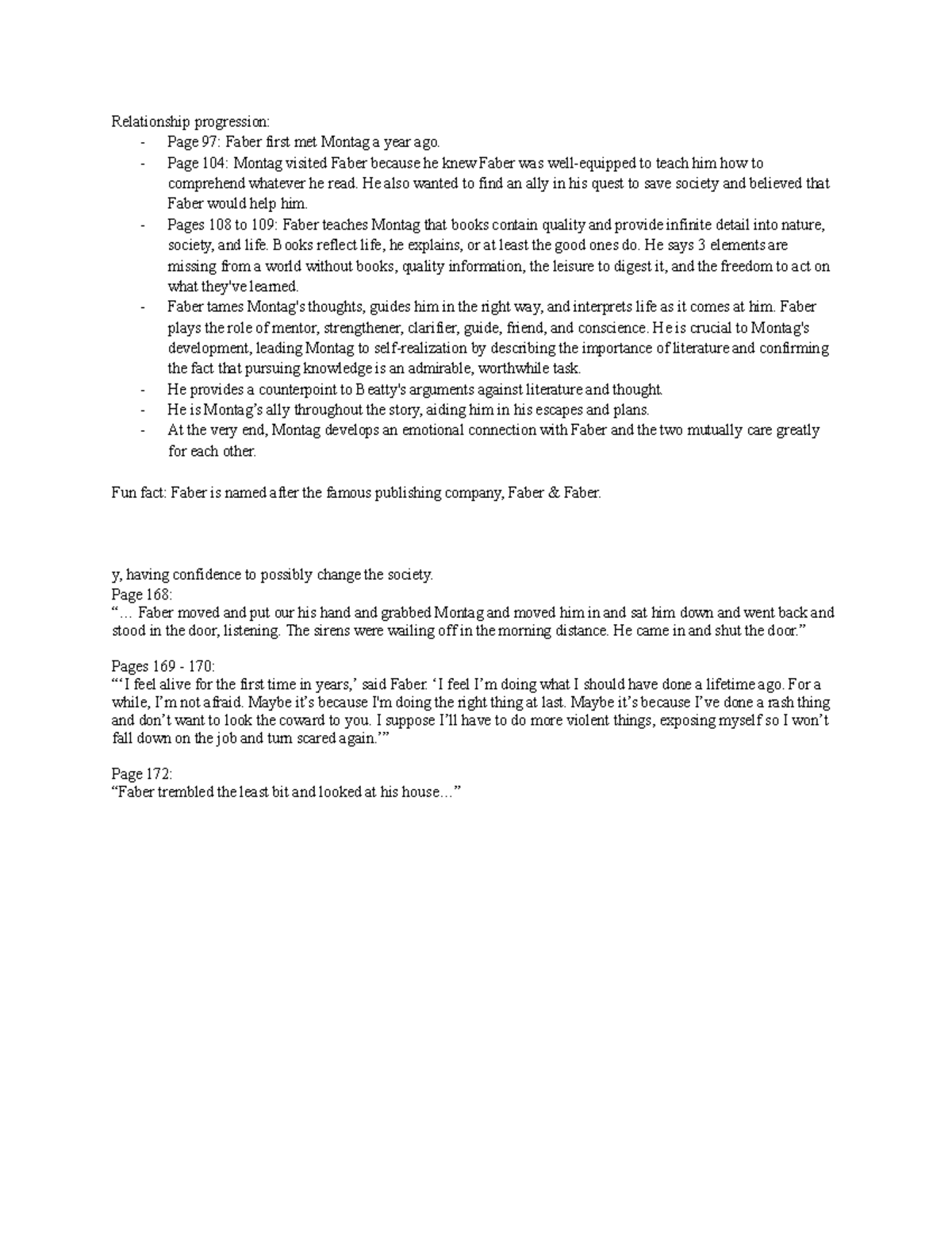 Faber's Role in Fahrenheit 451: Mentor and Ally Analysis - Studocu
