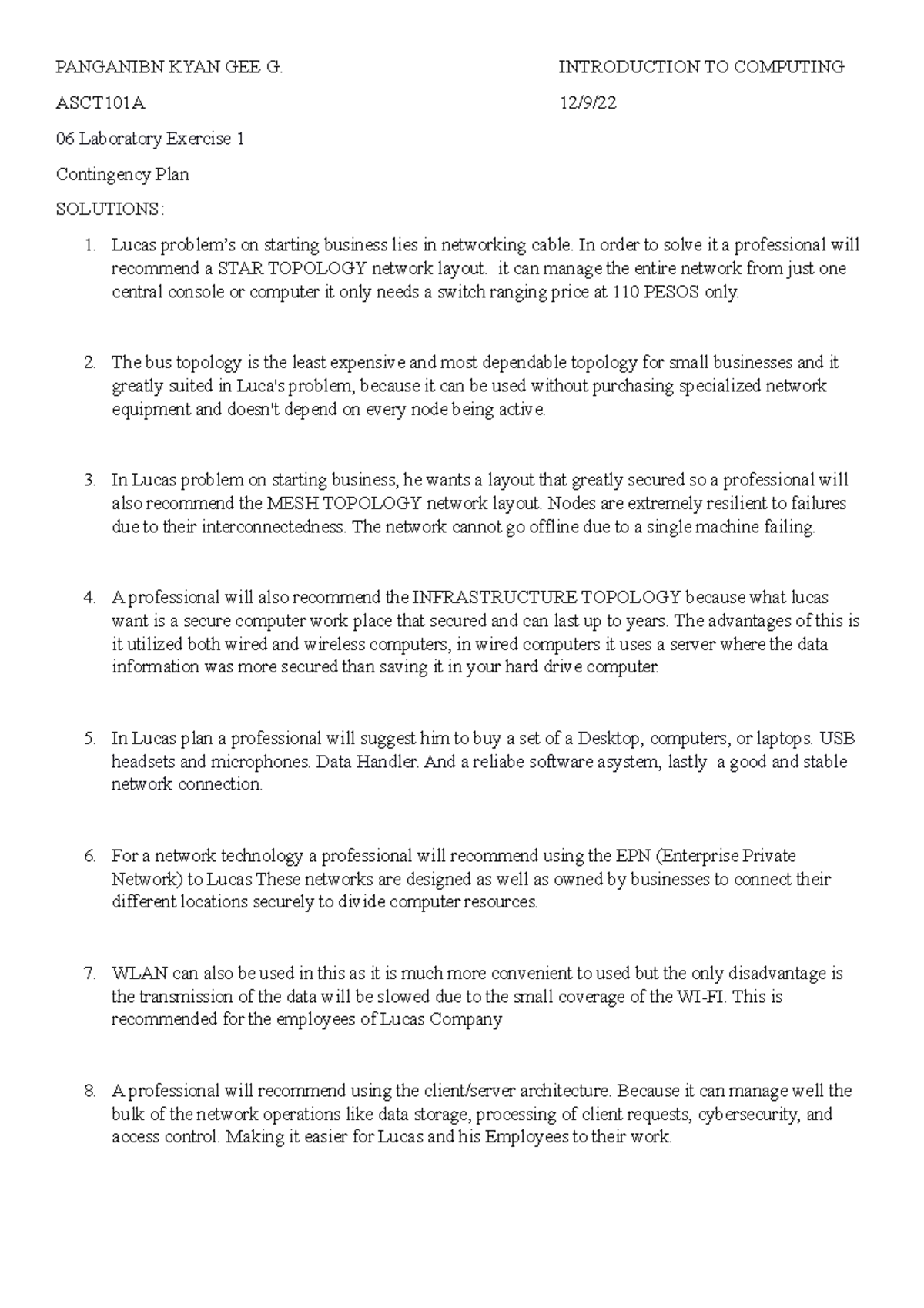 06 Laboratory Exercise 1 - PANGANIBN KYAN GEE G. INTRODUCTION TO ...