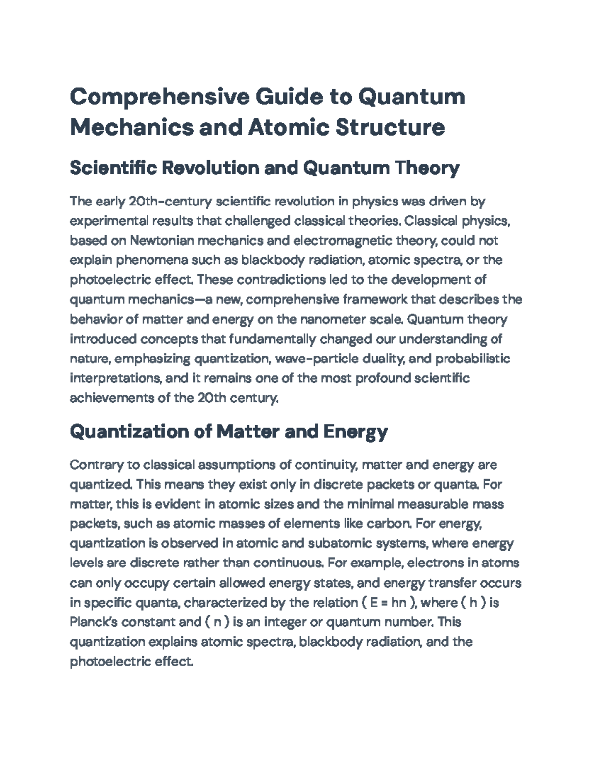 Quantum Mechanics & Atomic Structure: A Comprehensive Guide - Studocu