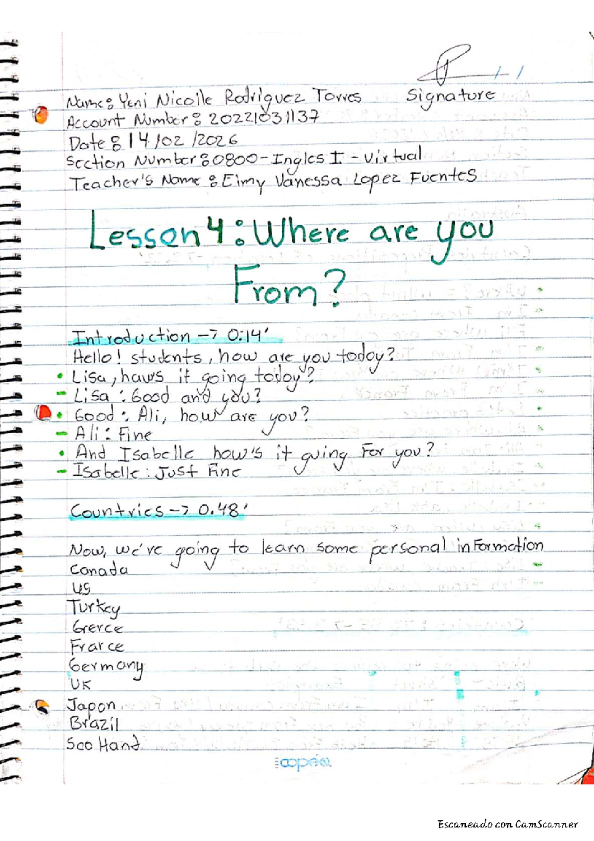 Ingles I Virtual Lesson 4: Where Are You From? (0800) - Studocu