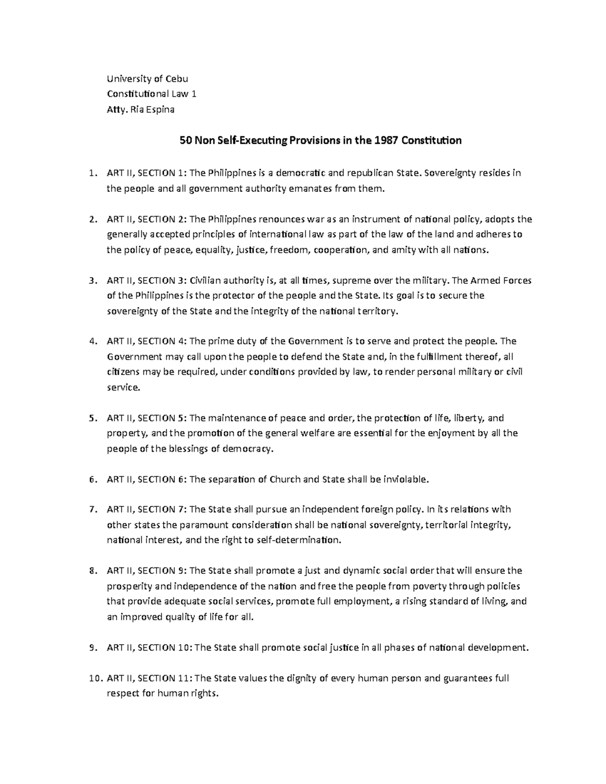 Constitution Provisions Self Executing - University of Cebu ...