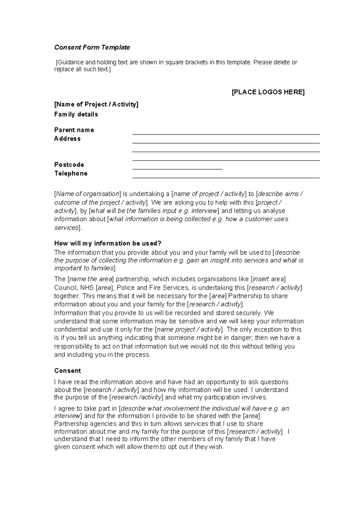 Consent Form Template for Research Participation - Studocu