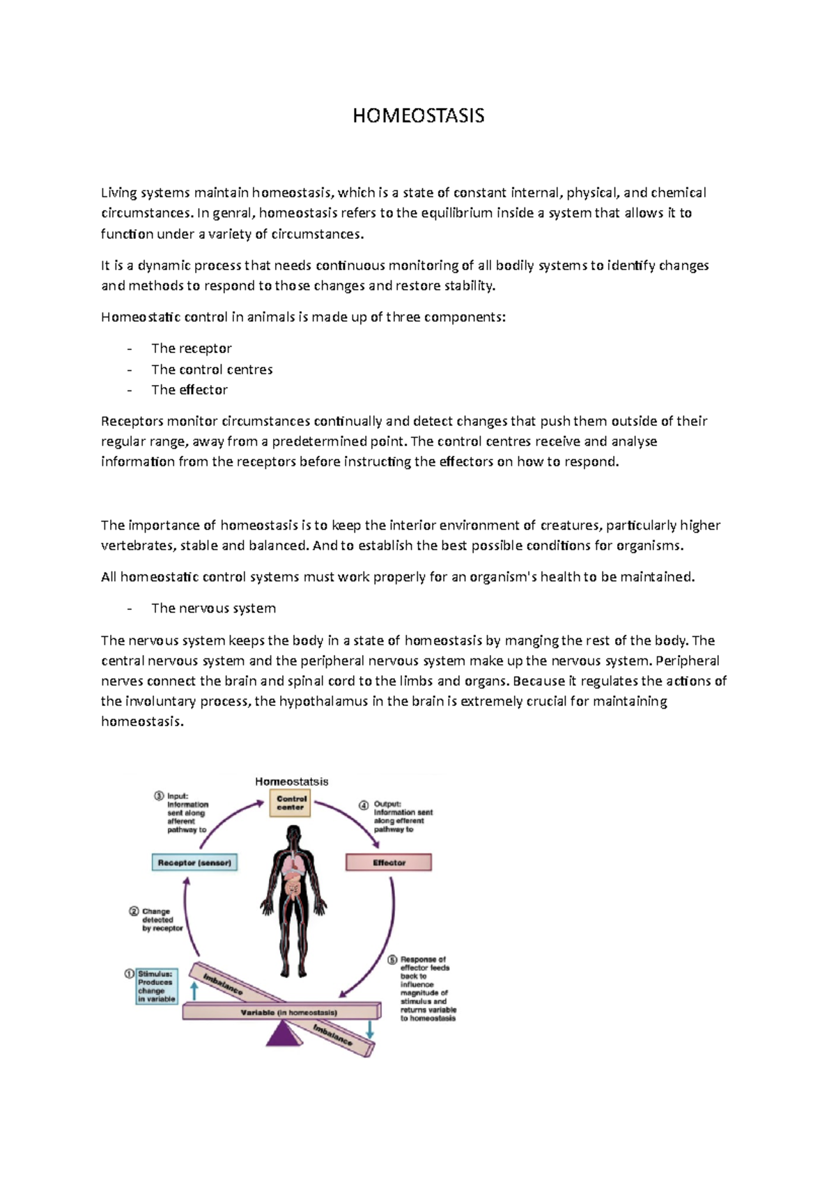 P2 - Homeostasis Concepts in Biomedical Coursework Review - Studocu