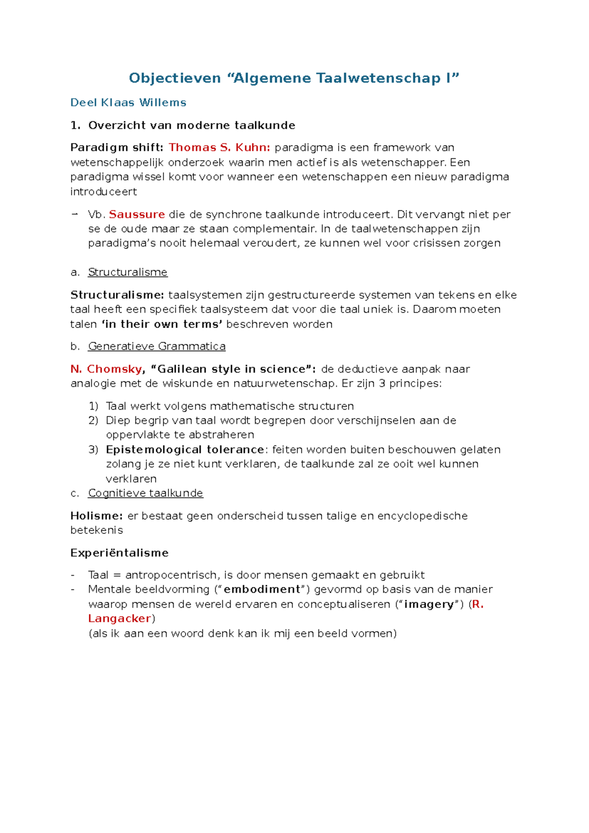 Objectieven Taalwetenschap (ATW): Overzicht van Moderne Taalkunde - Studocu