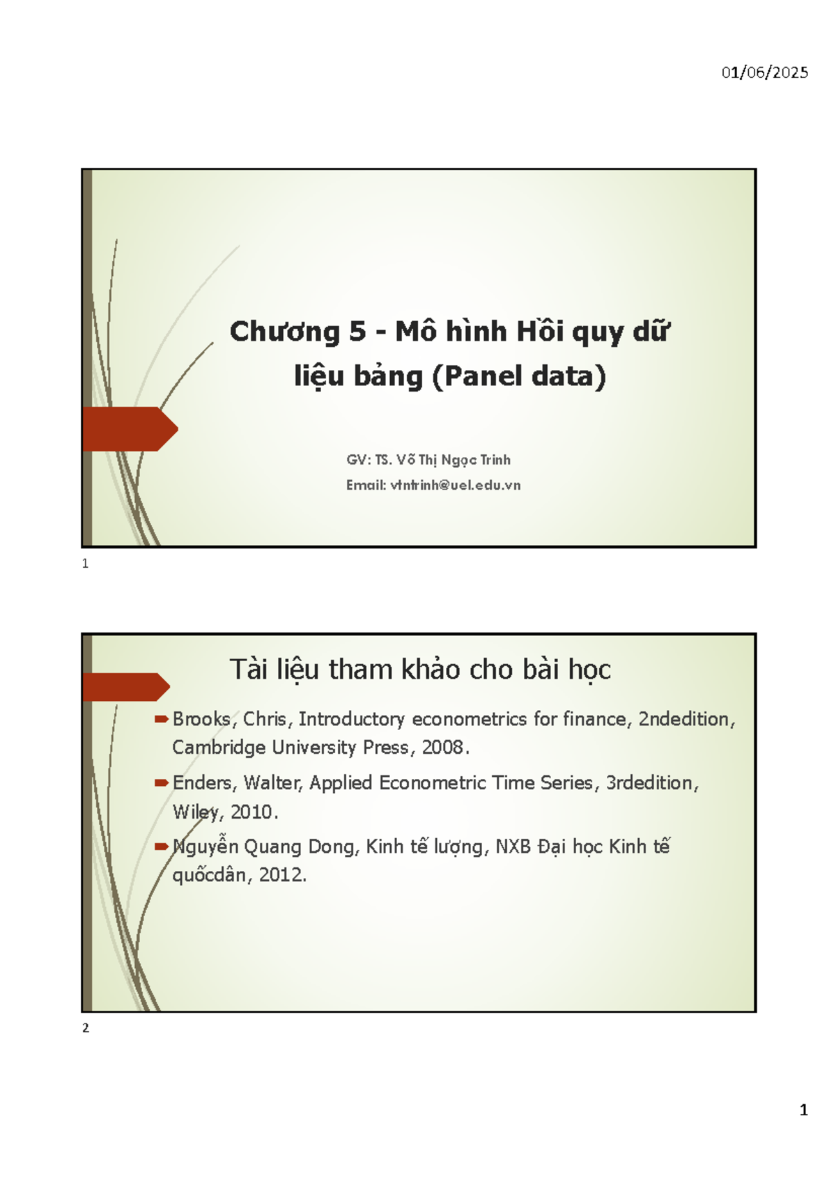 Ch05 - Mô Hình Hồi Quy Dữ Liệu Bảng (Panel Data) - Tài Liệu Học Tập - Studocu