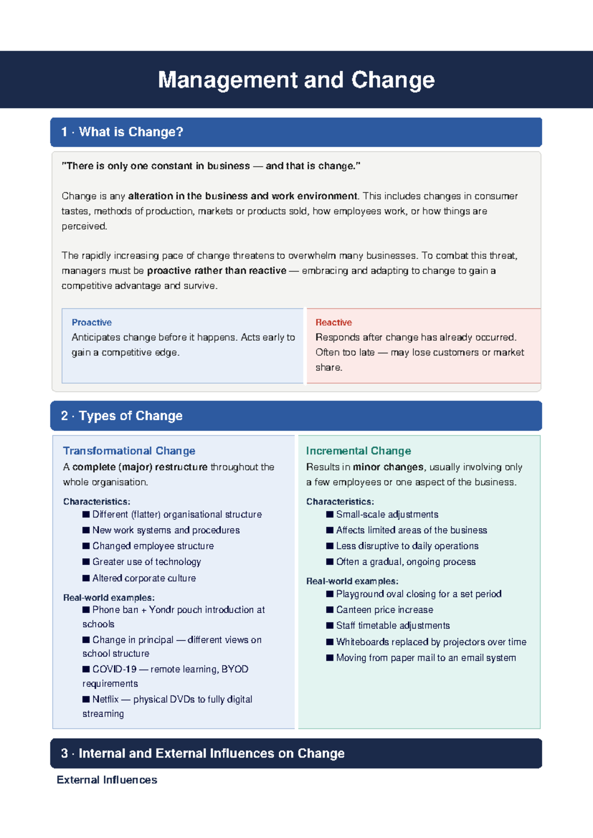 Management and Change - Key Concepts and Strategies Notes - Studocu