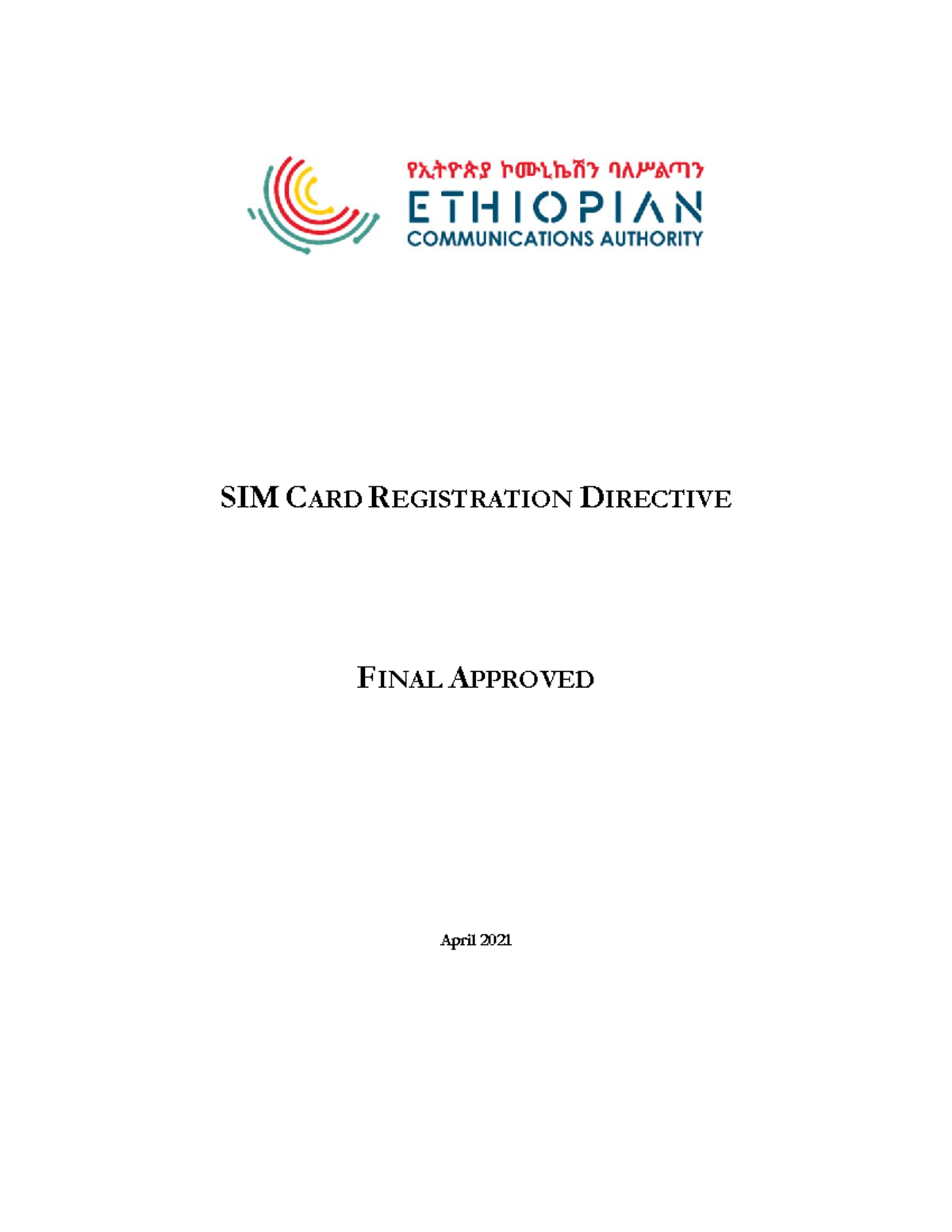 ECA SIM Card Registration Directive Overview - Final Approved April ...