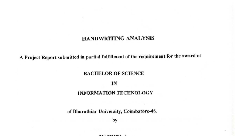 Handwriting Analysis Project Report - B.Sc. IT - Studocu