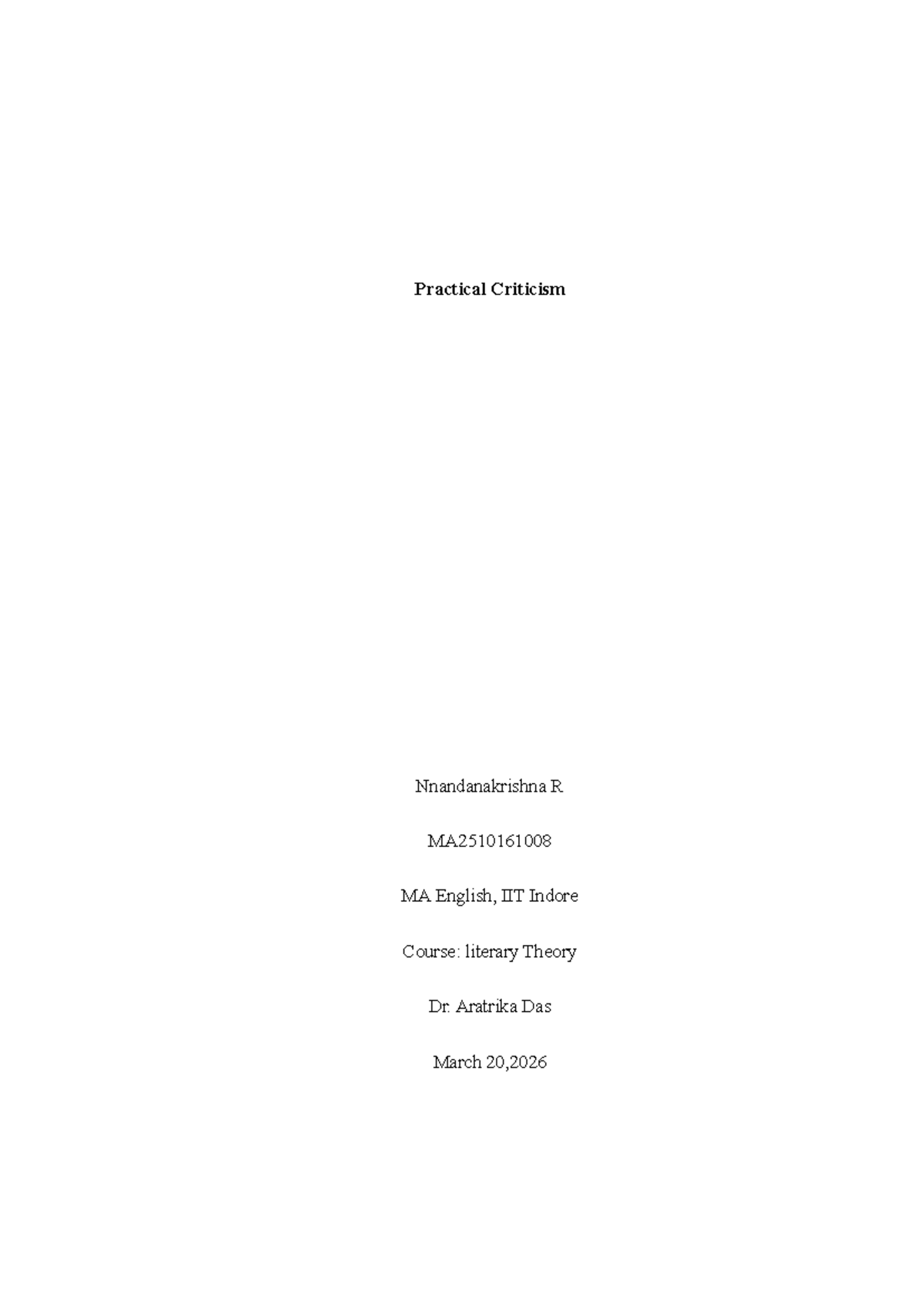 Practical Criticism: An Overview of I.A. Richards' Methodology ...
