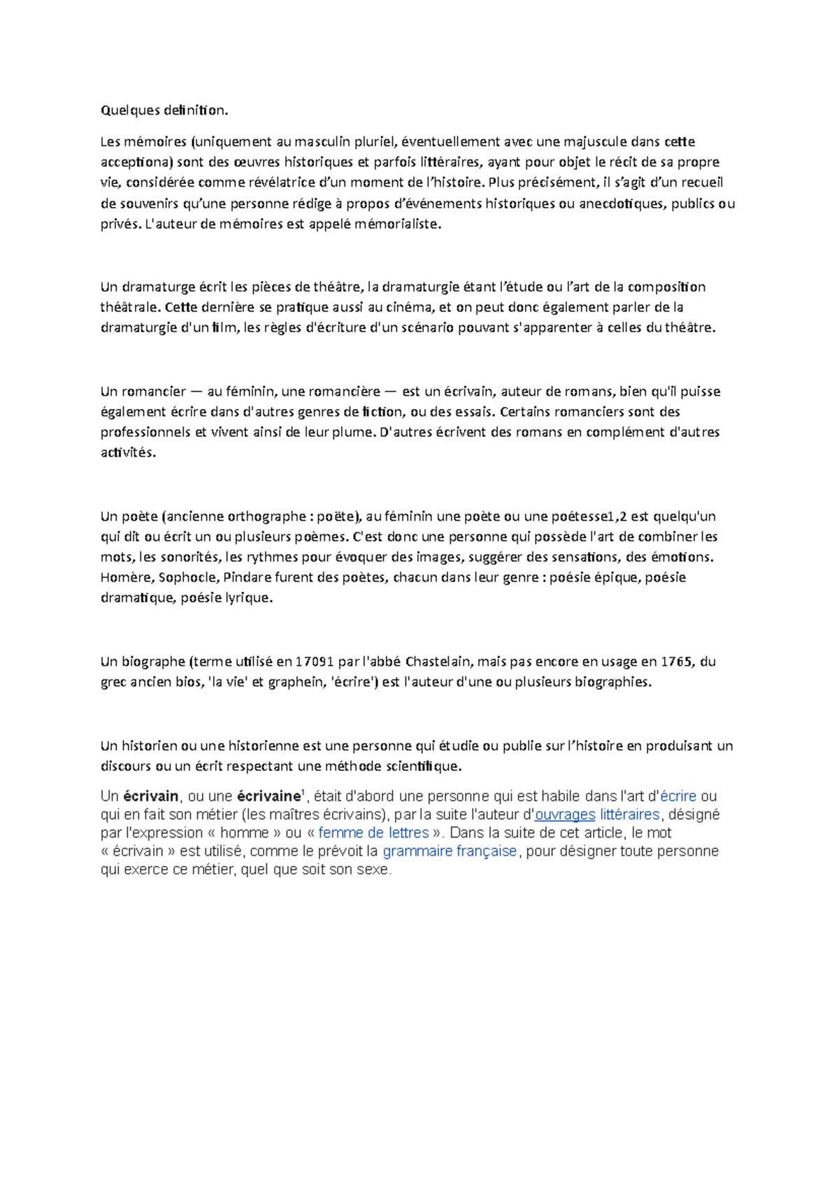 Quelques definition - Apuntes 1 - investigacion - Studocu