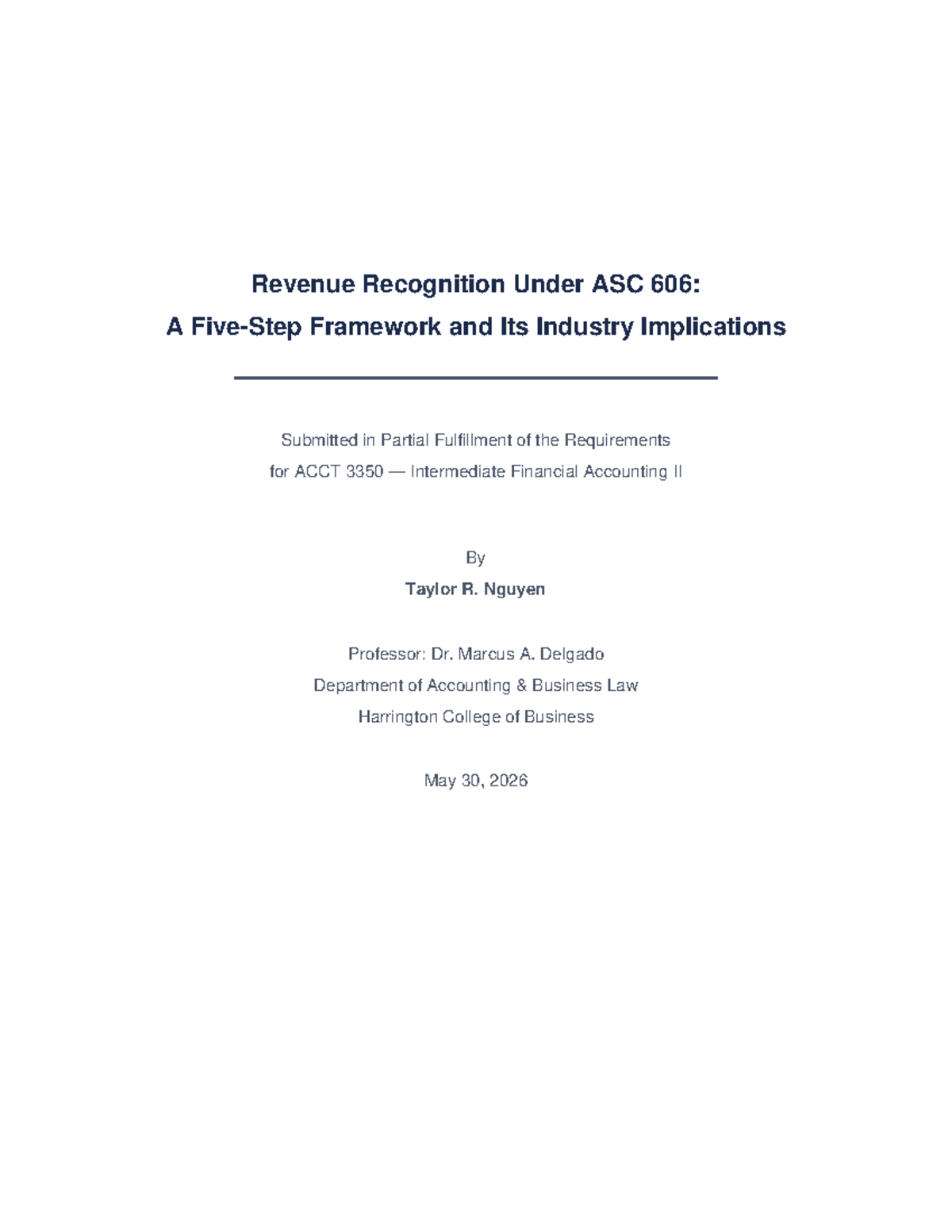 ACCT 3350 Term Paper: Revenue Recognition Under ASC 606 - Studocu