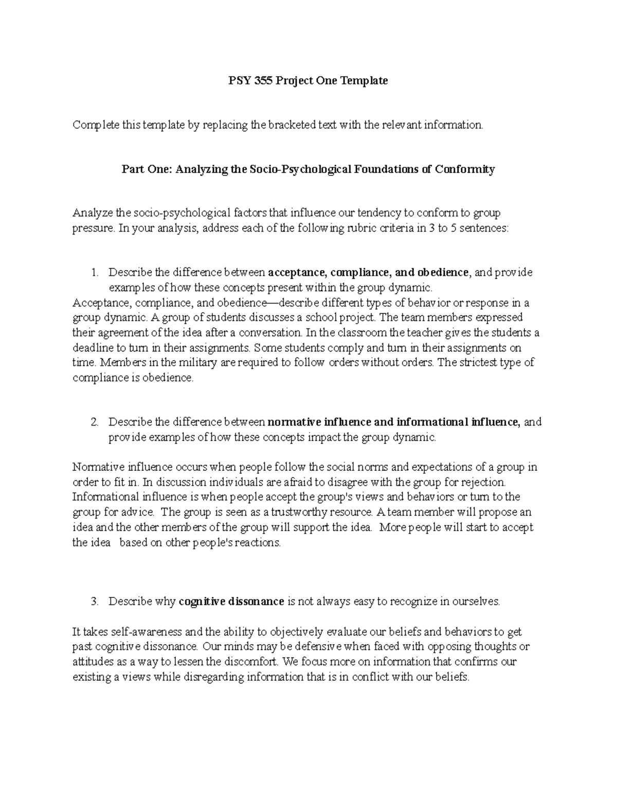PSY 355 Project One Template - PSY 355 Project One Template Complete ...