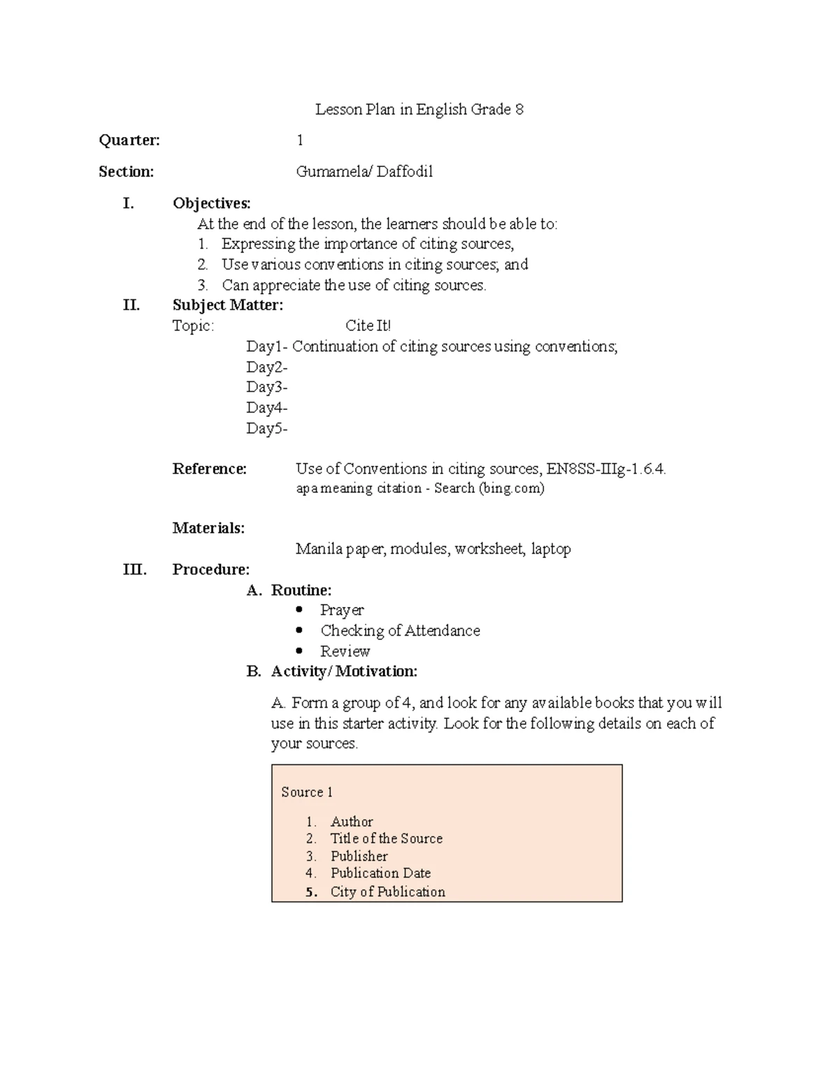 Lesson Plan in Science 9: Understanding Active and Inactive Volcanoes ...