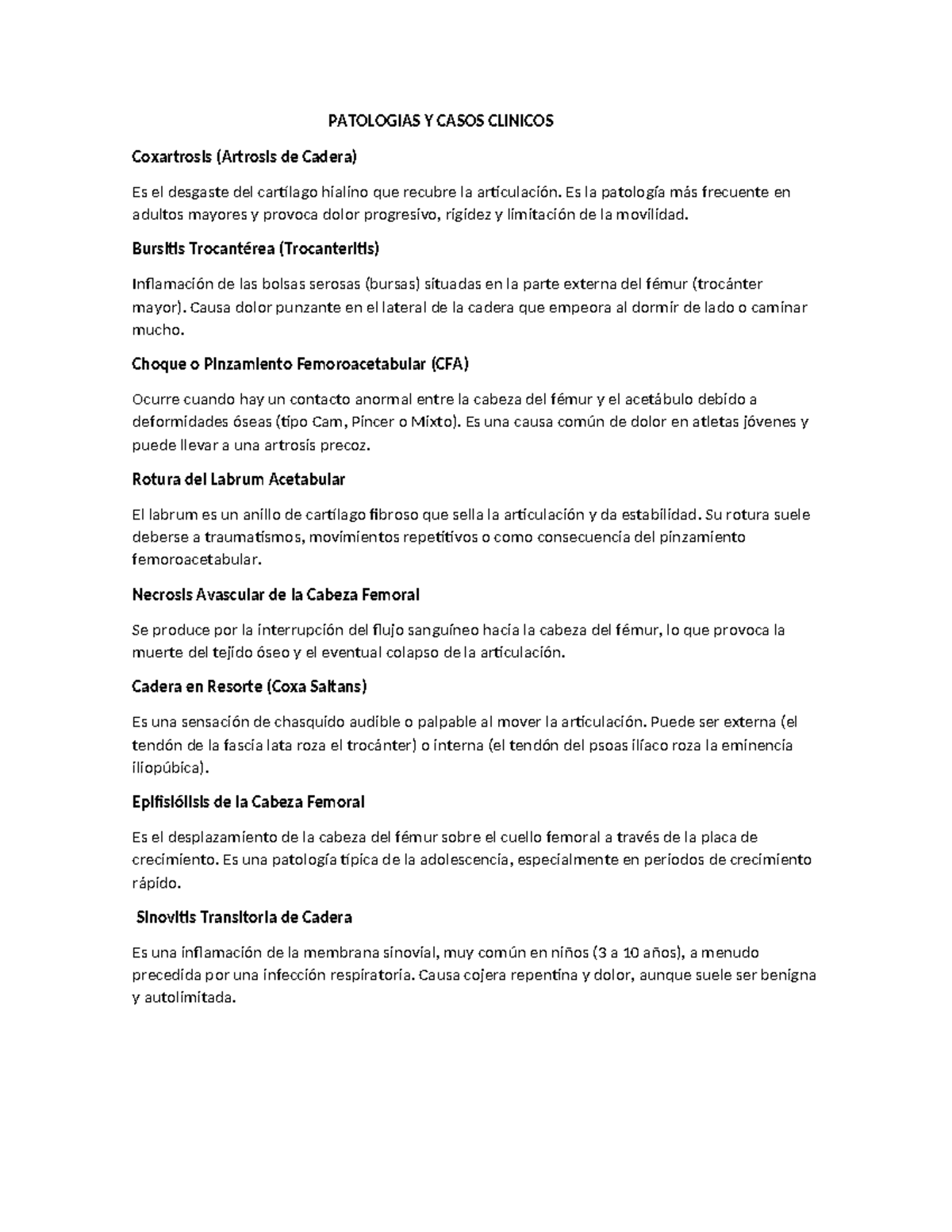 Patologías y Casos Clínicos de la Cadera: Diagnóstico y Tratamiento ...