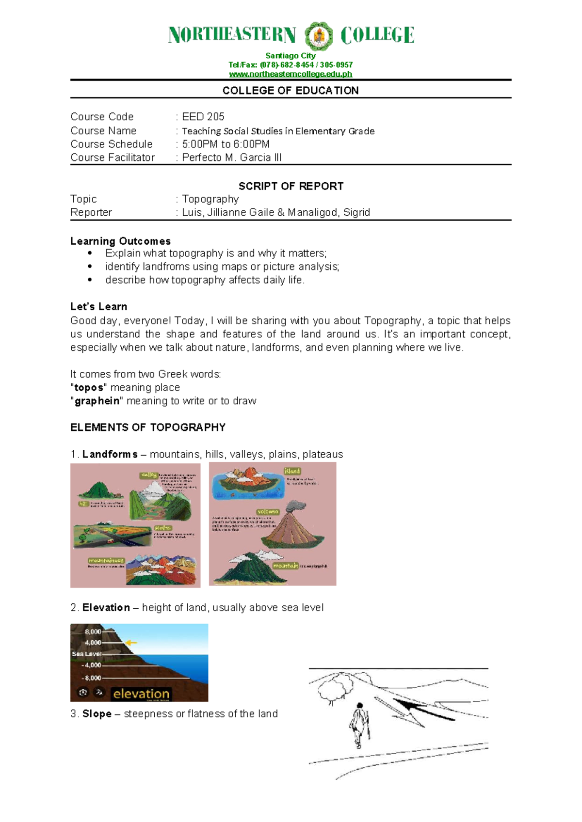 EED 205 Lecture Notes: Understanding Topography and Its Impact - Studocu