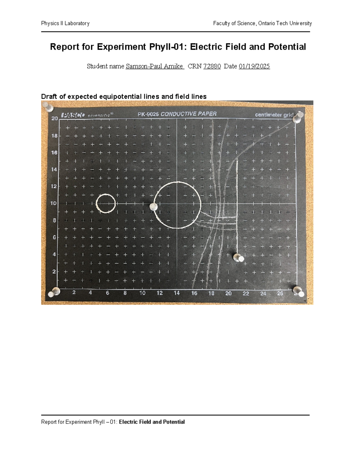 Report Electric Field - Lab 1 - PHY1020U - Physics II Laboratory ...